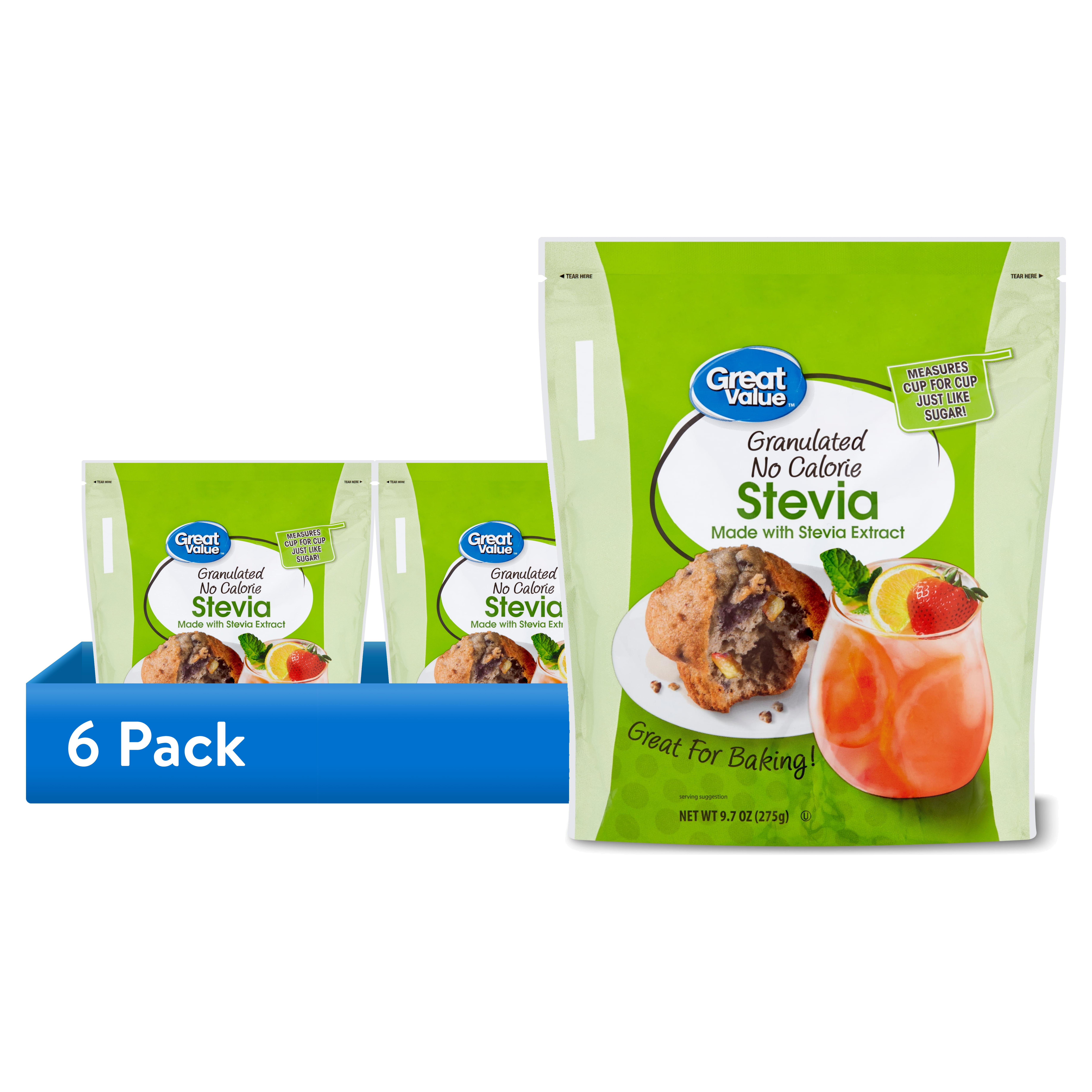 (6 pack) Great Value Granulated Stevia Sweetener, No Calorie, 9.7 oz ...