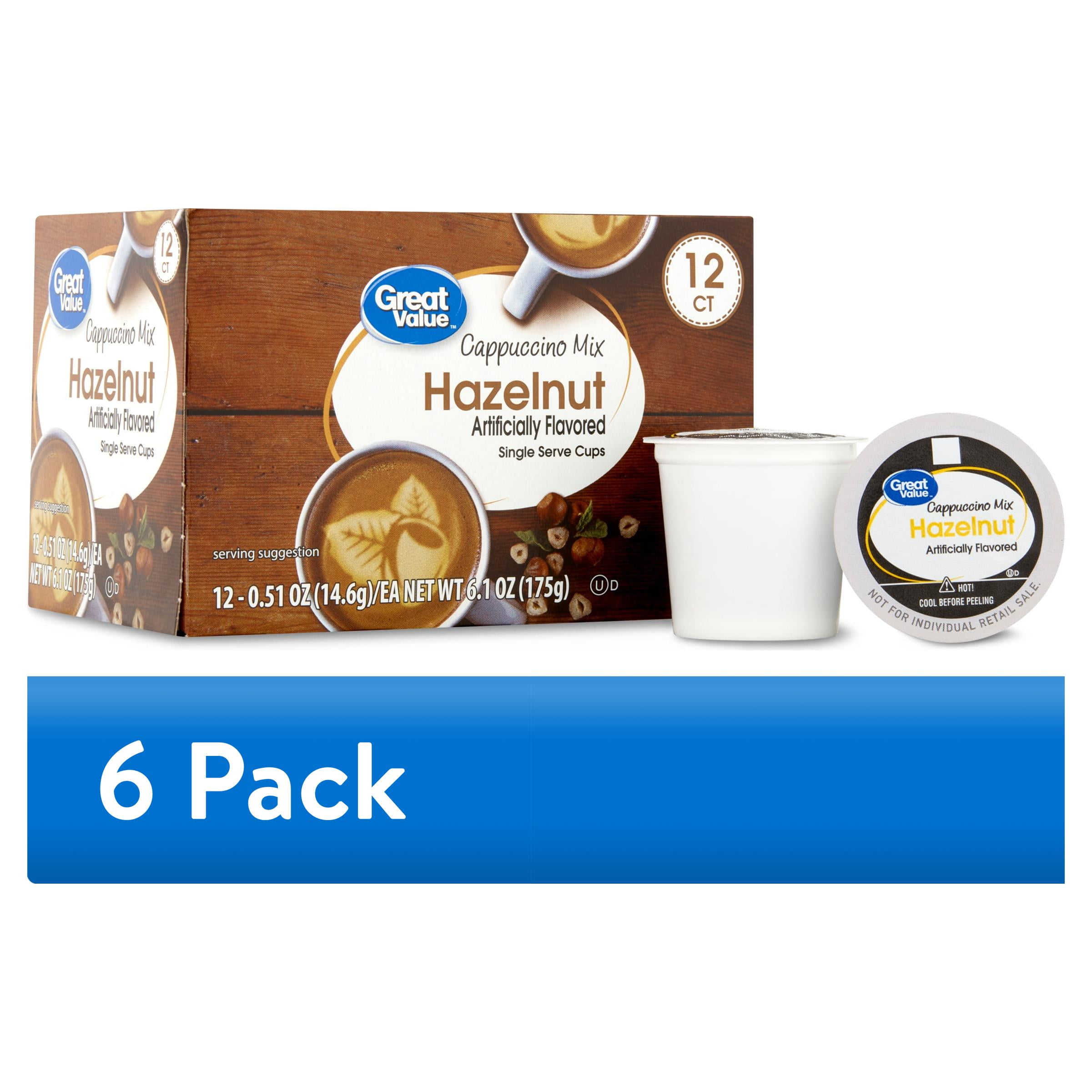 (6 pack) Great Value Hazelnut Cappuccino Mix, Single Serve Medium Roast Coffee Pods, 12 Ct ...