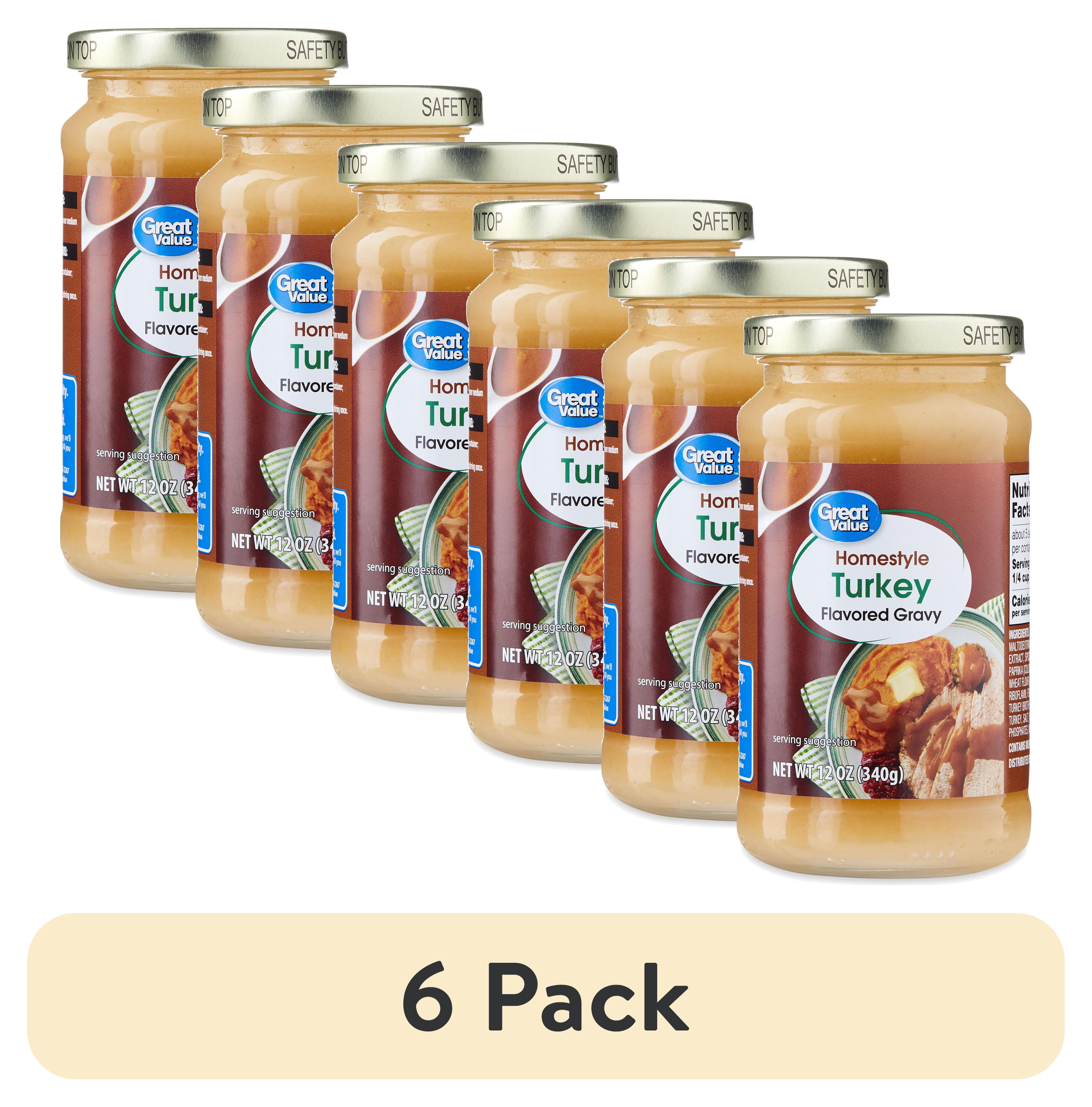(6 pack) Great Value Homestyle Turkey Flavored Gravy, 12 oz Glass Jar ...