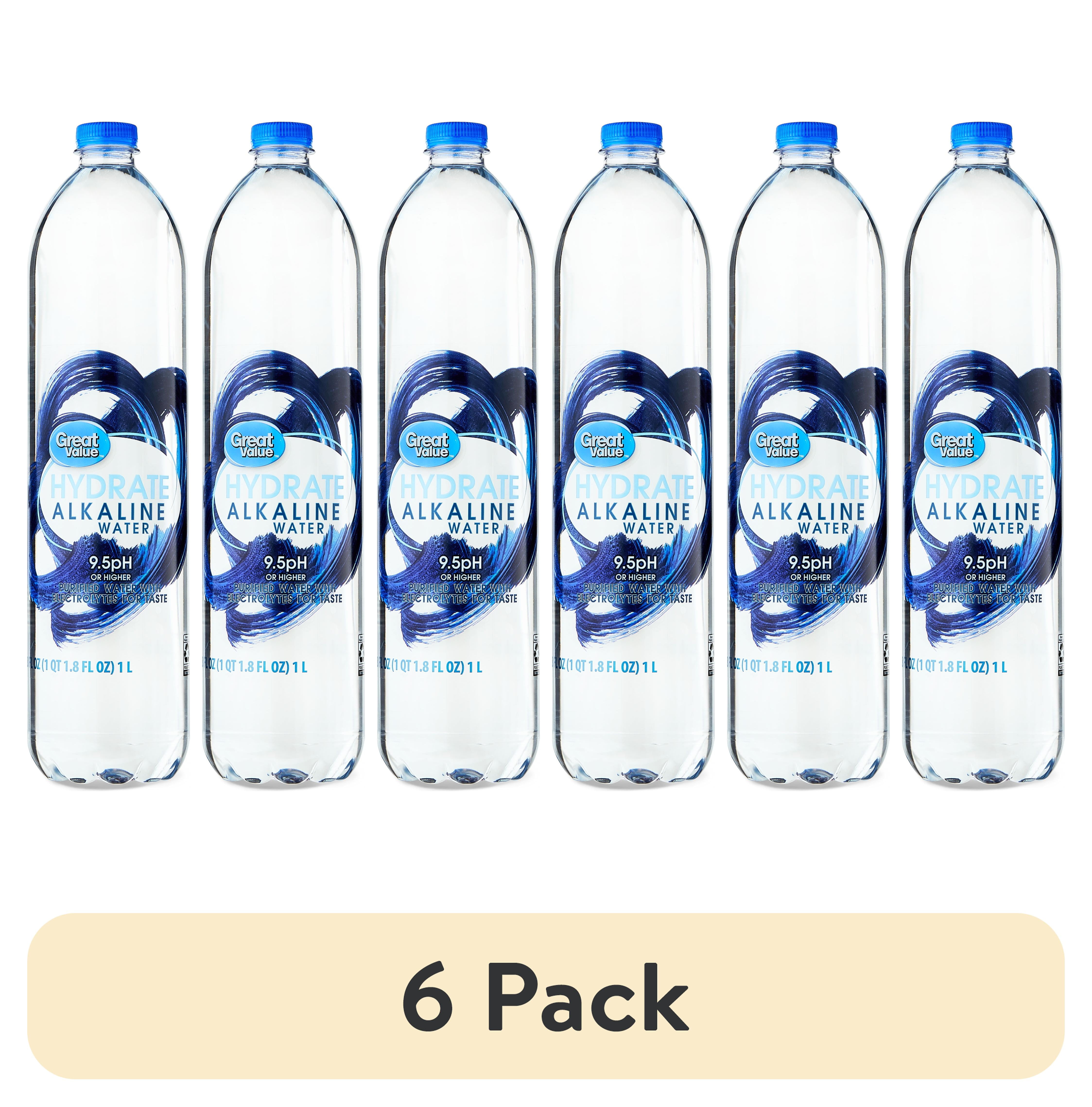 (6 pack) Great Value Hydrate Alkaline Water, 33.8 fl oz Bottle ...