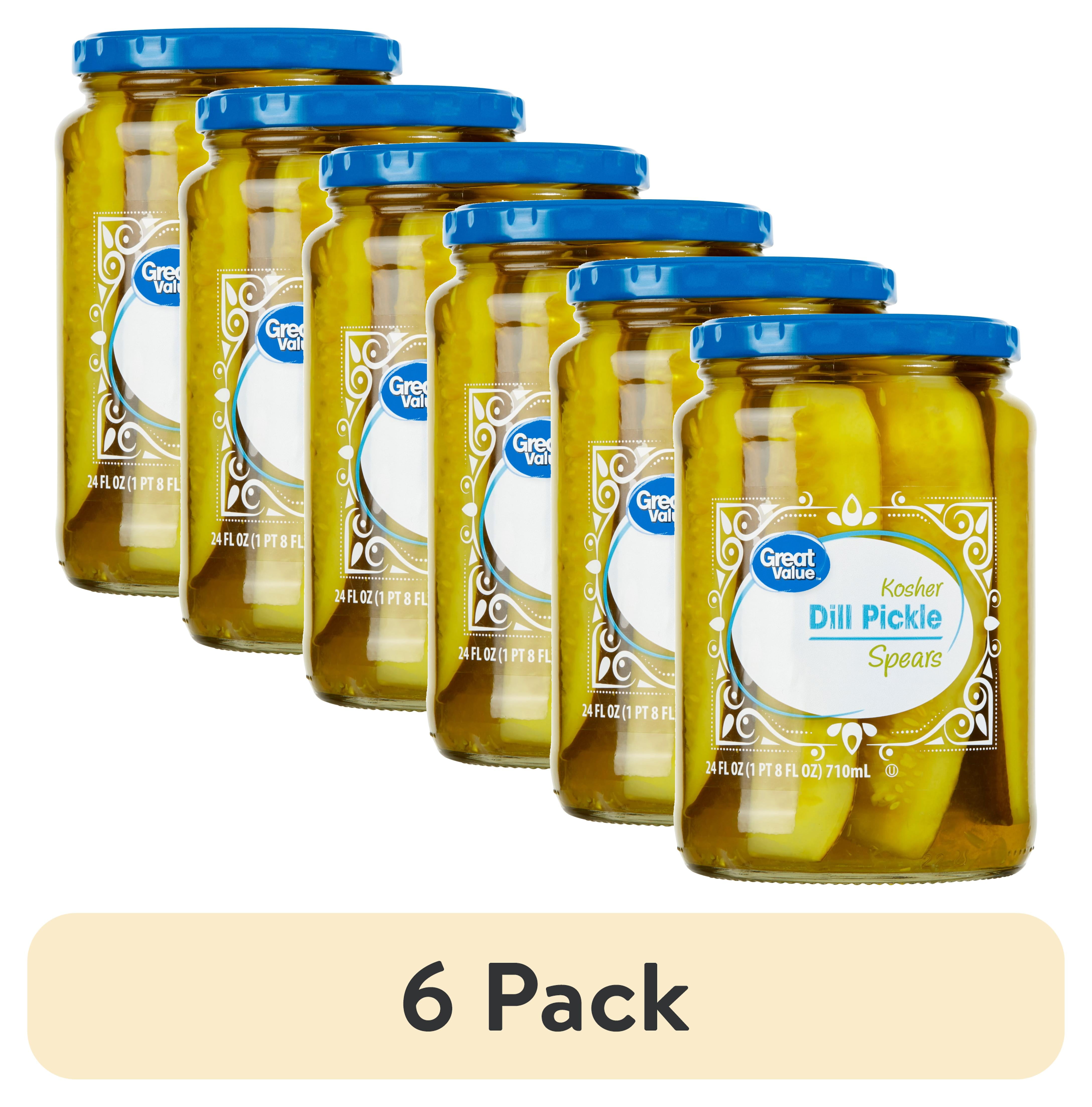 (6 pack) Great Value Kosher Spears Dill Pickle Fresh Pack, 24 fl oz Jar ...