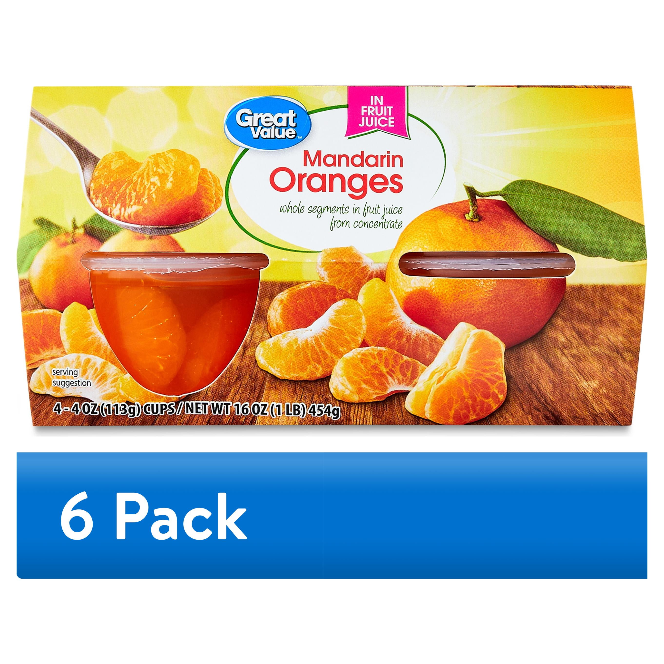 (6 pack) Great Value Mandarin Oranges in 100% Juice, 4 oz, 4 Count ...