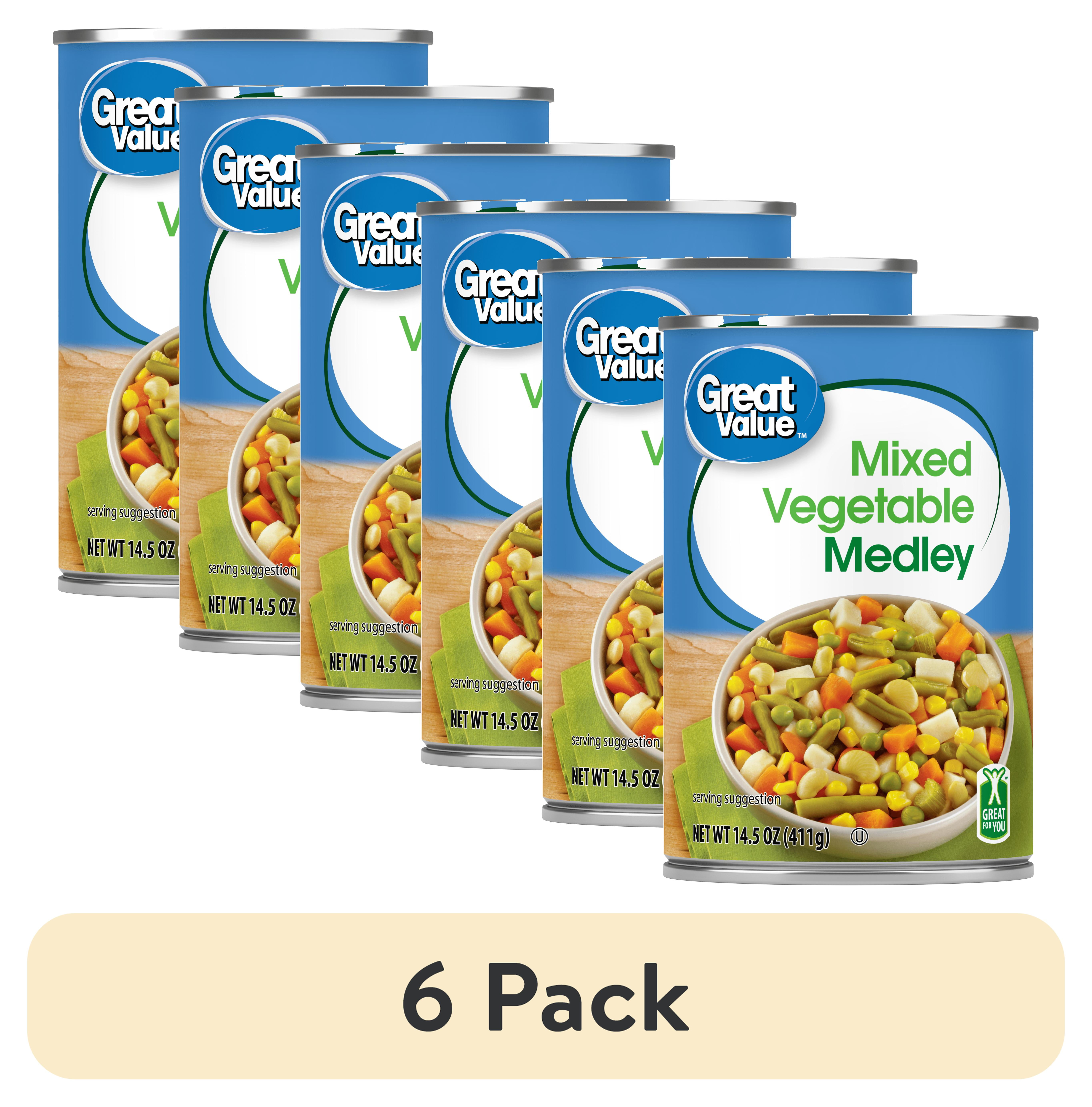 (6 pack) Great Value Mixed Vegetable Medley, Canned Mixed Vegetables ...