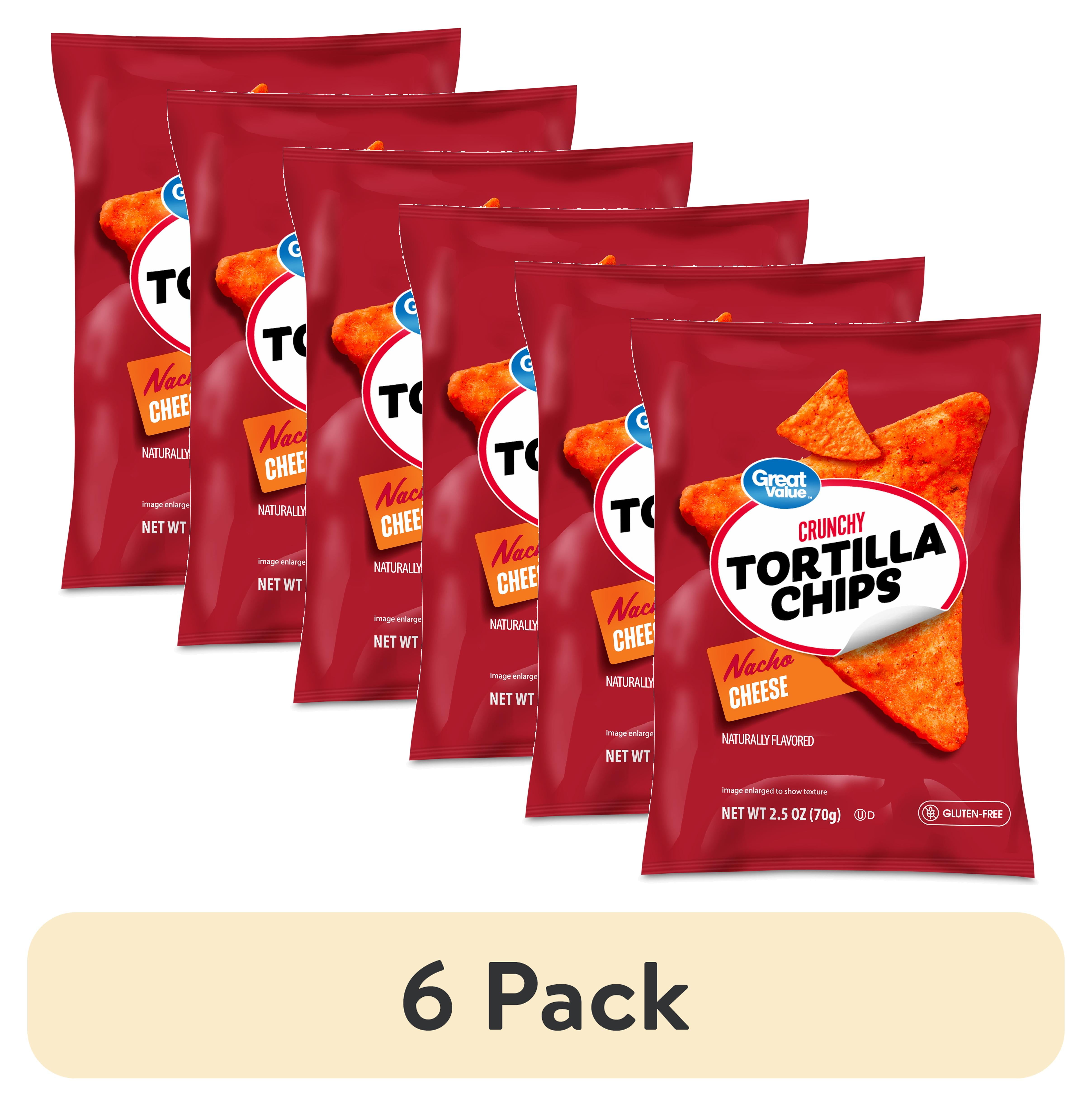 (6 pack) Great Value Nacho Cheese Tortilla Chips 2.5 oz Bag - Walmart.com