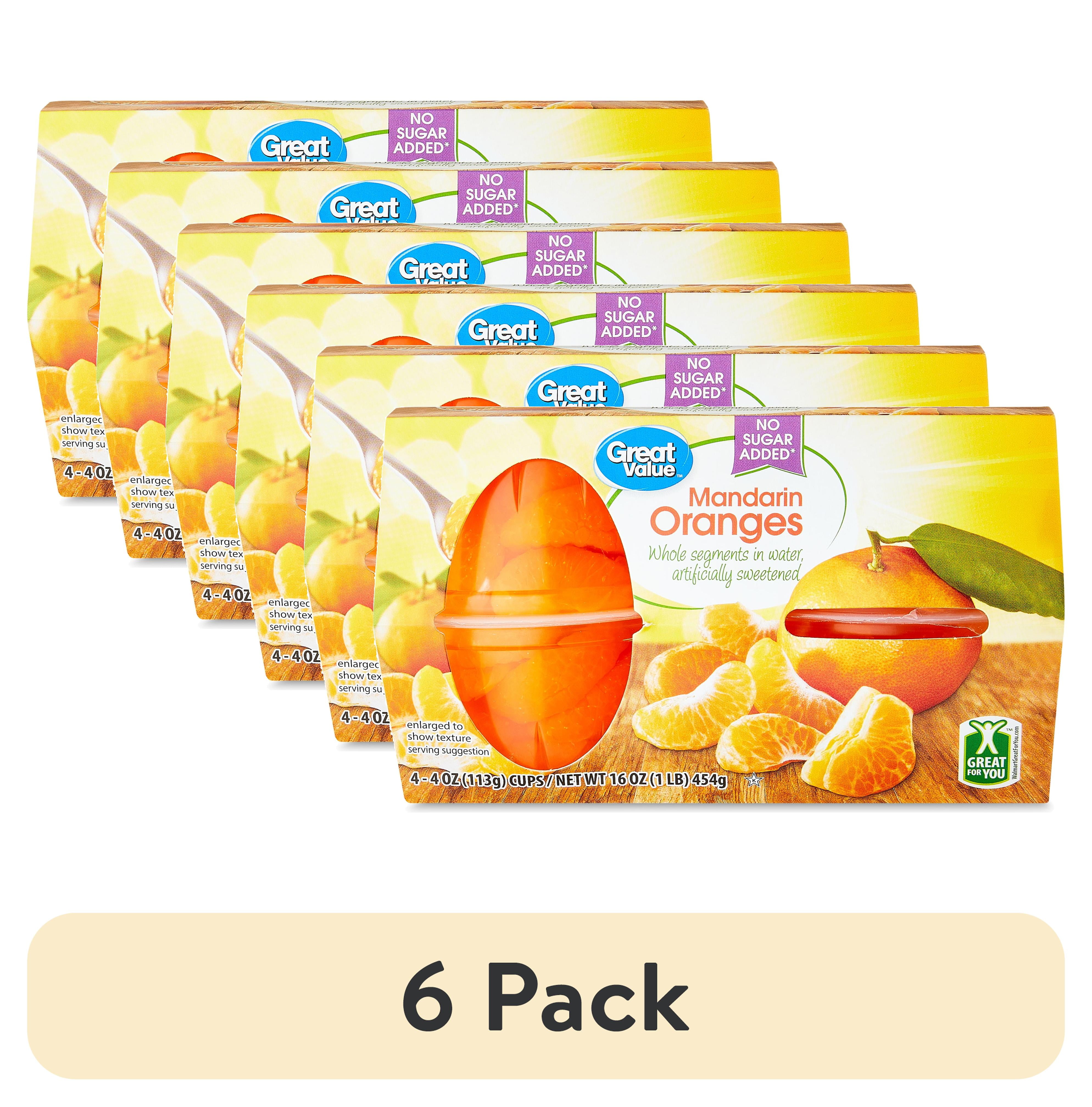 (6 pack) Great Value No Sugar Added Mandarin Oranges, 4 oz, 4 Count ...