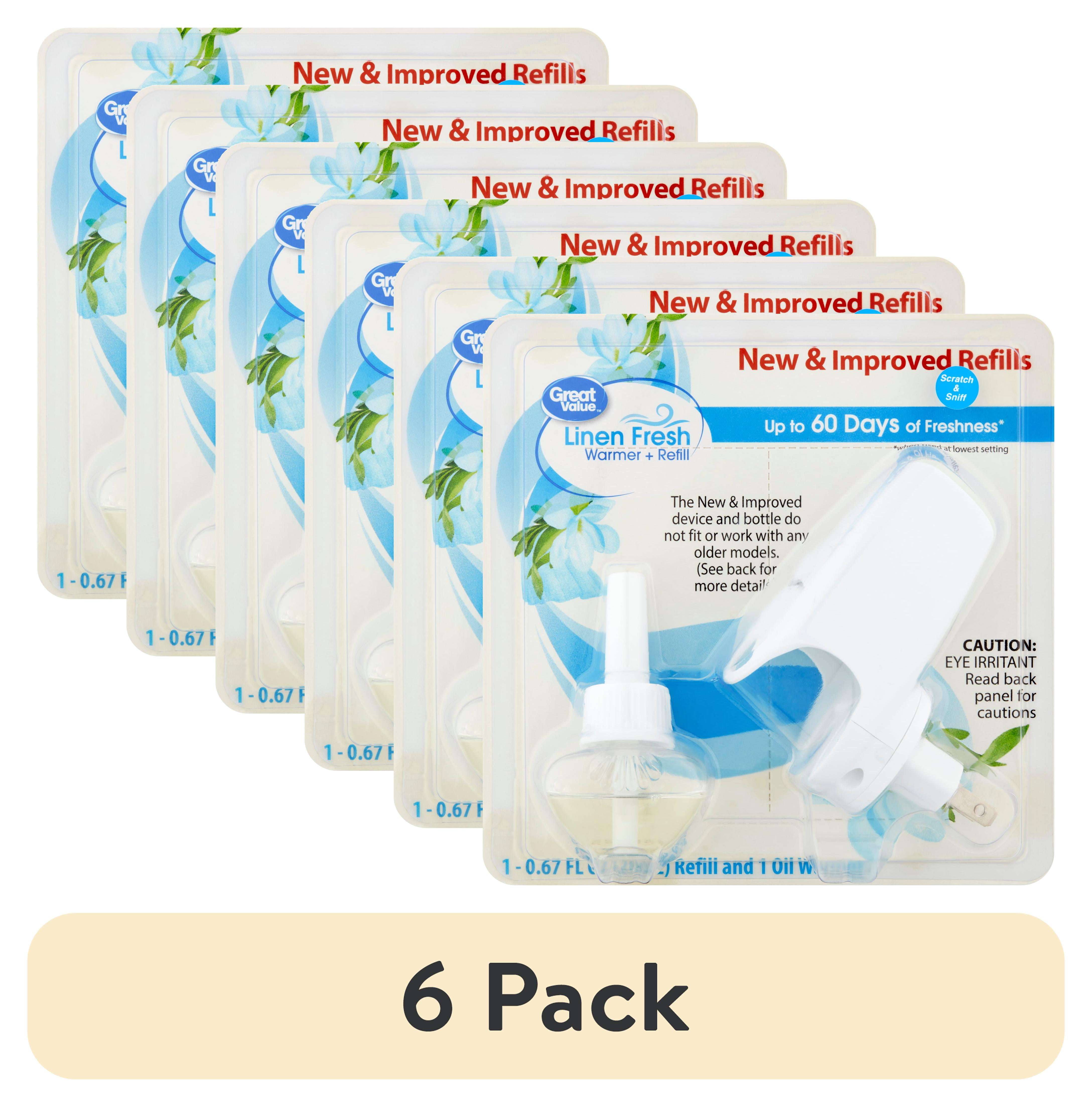 (6 pack) Great Value Scented Oil Warmer Air Freshener & Linen Fresh ...