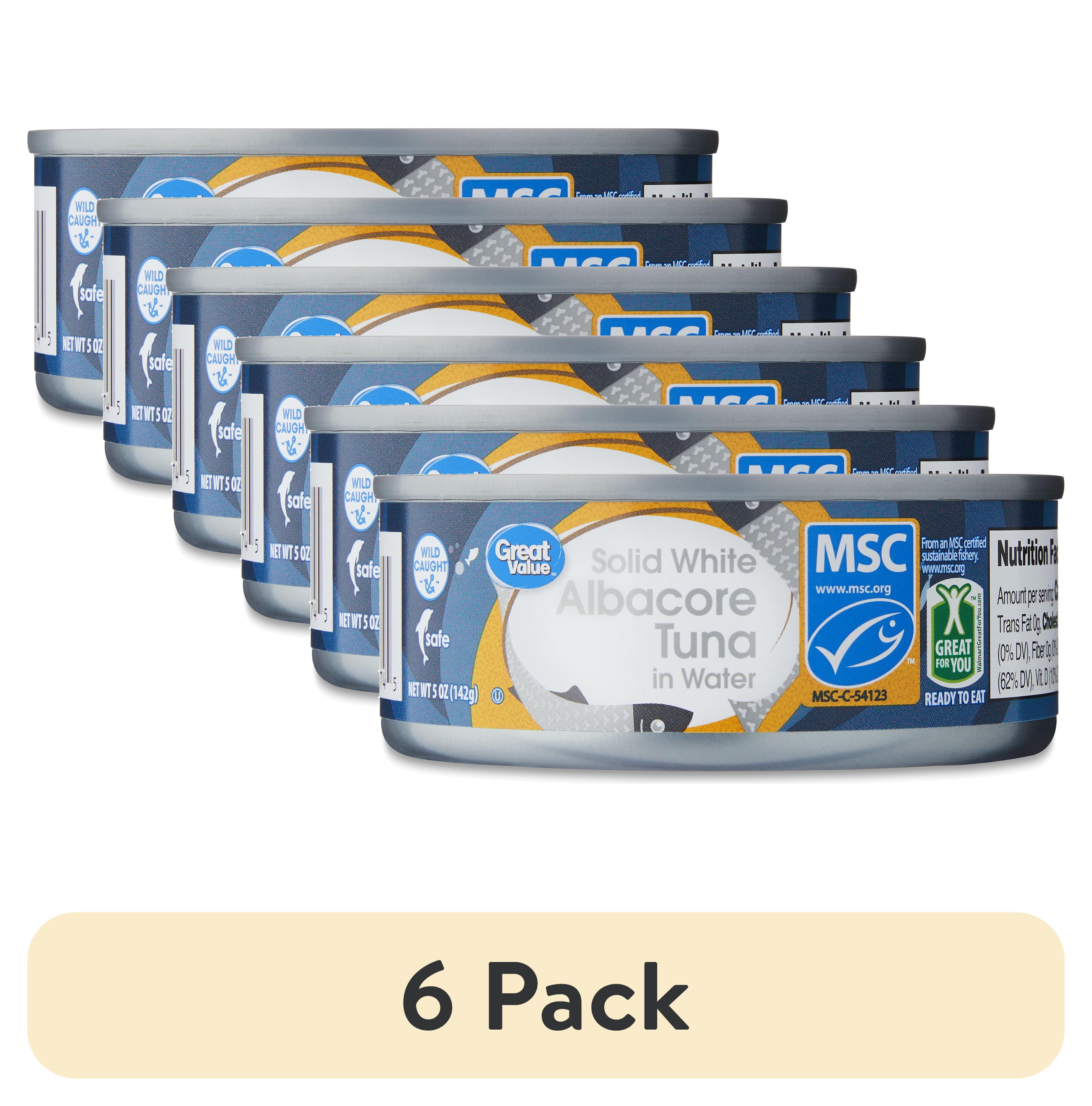 (6 pack) Great Value Solid White Albacore Tuna in Water, 5 oz - Walmart.com