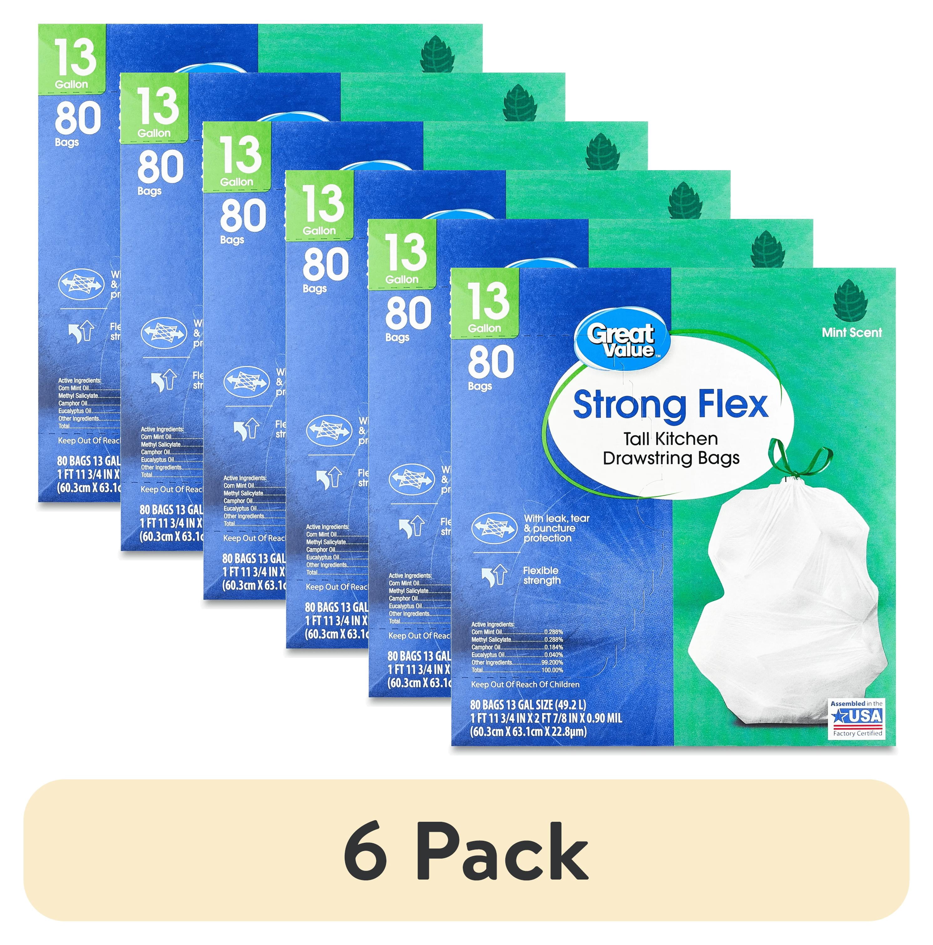 (6 pack) Great Value Trash Bags LW3335B40F Scented, Rodent Repellent 13 ...