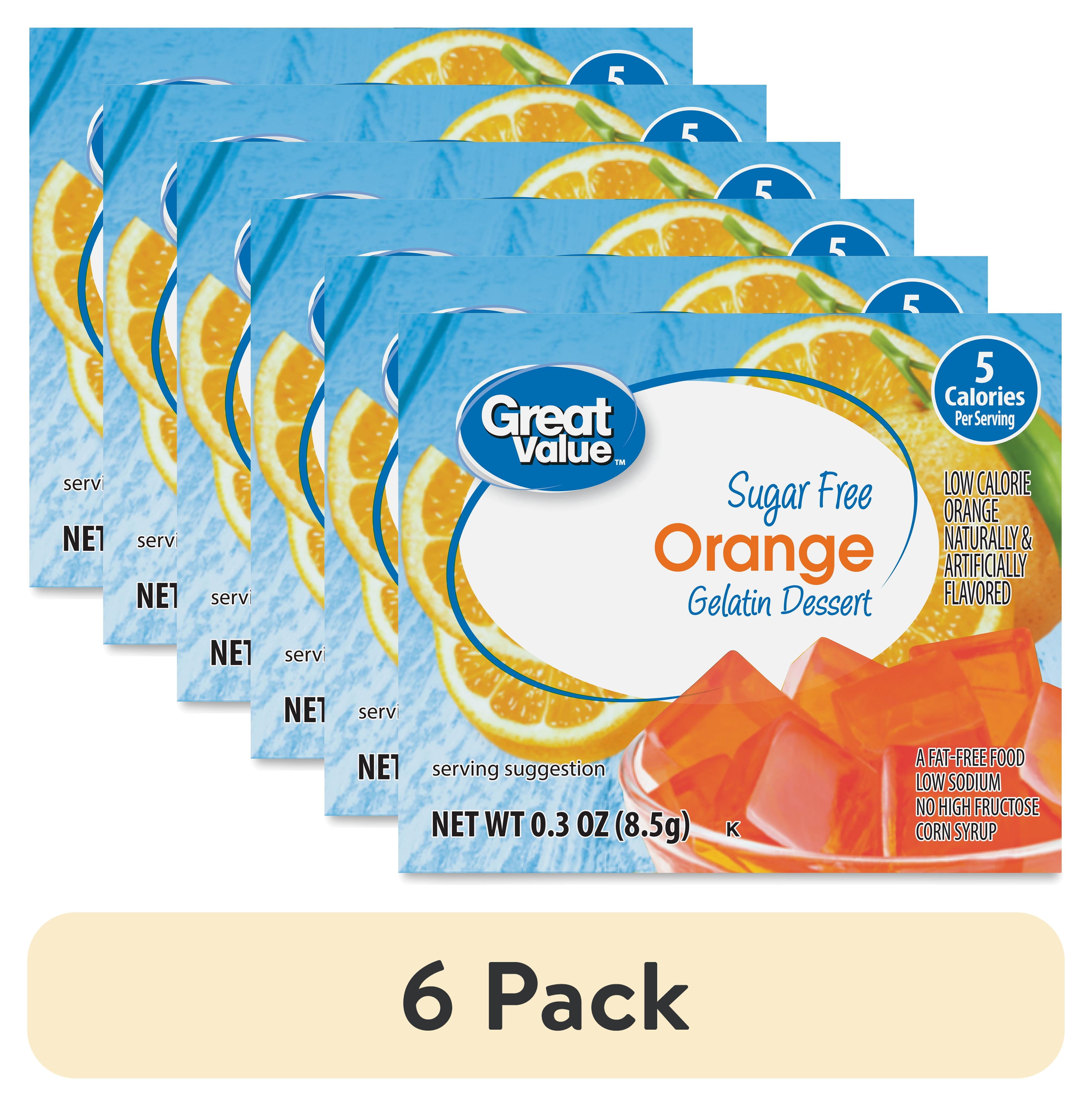 (6 pack) Great Value Sugar Free Orange Gelatin, 0.3 oz - Walmart.com