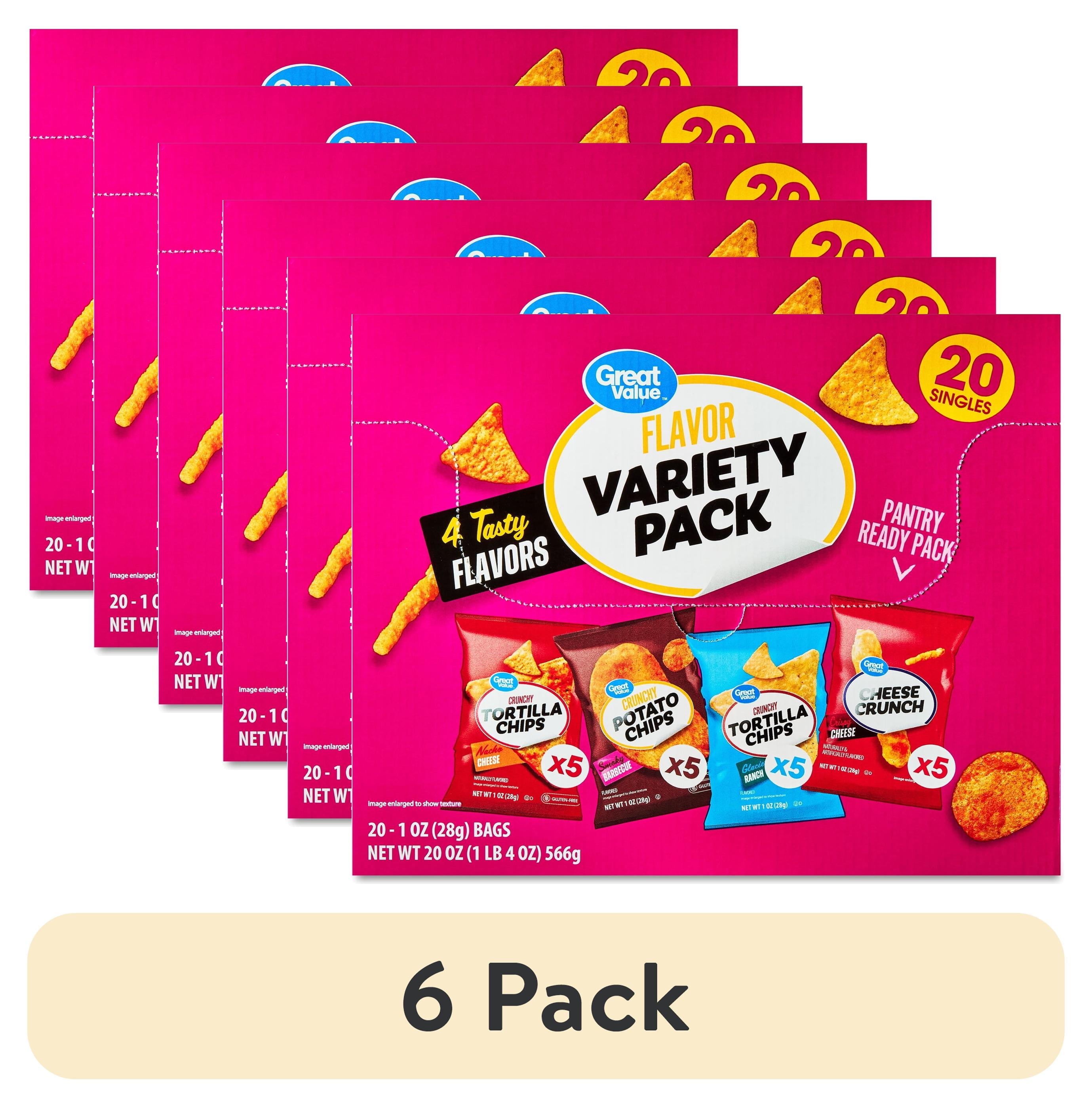 (6 pack) Great Value Tasty Chips Variety Pack, 1 oz, 20 Count - Walmart.com