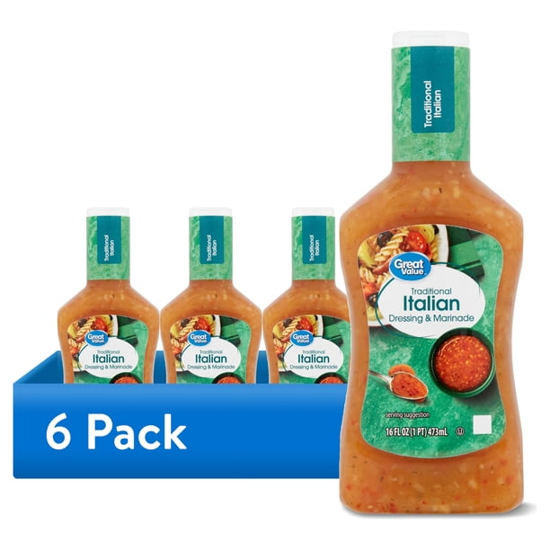 (6 pack) Great Value Traditional Italian Salad Dressing & Marinade, 16 ...
