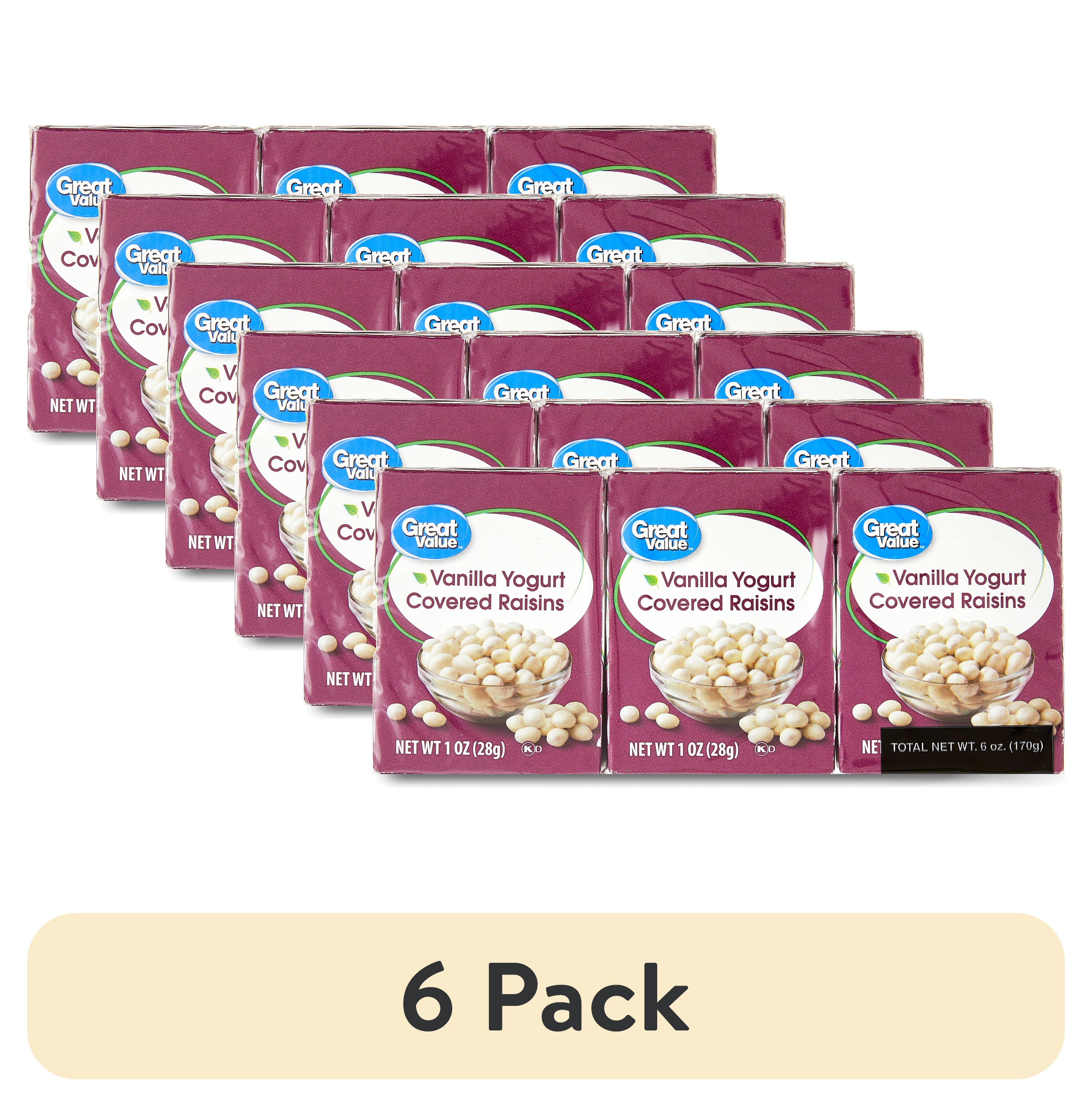 (6 pack) Great Value Vanilla Yogurt Covered Raisins,1 oz, 6 Count ...