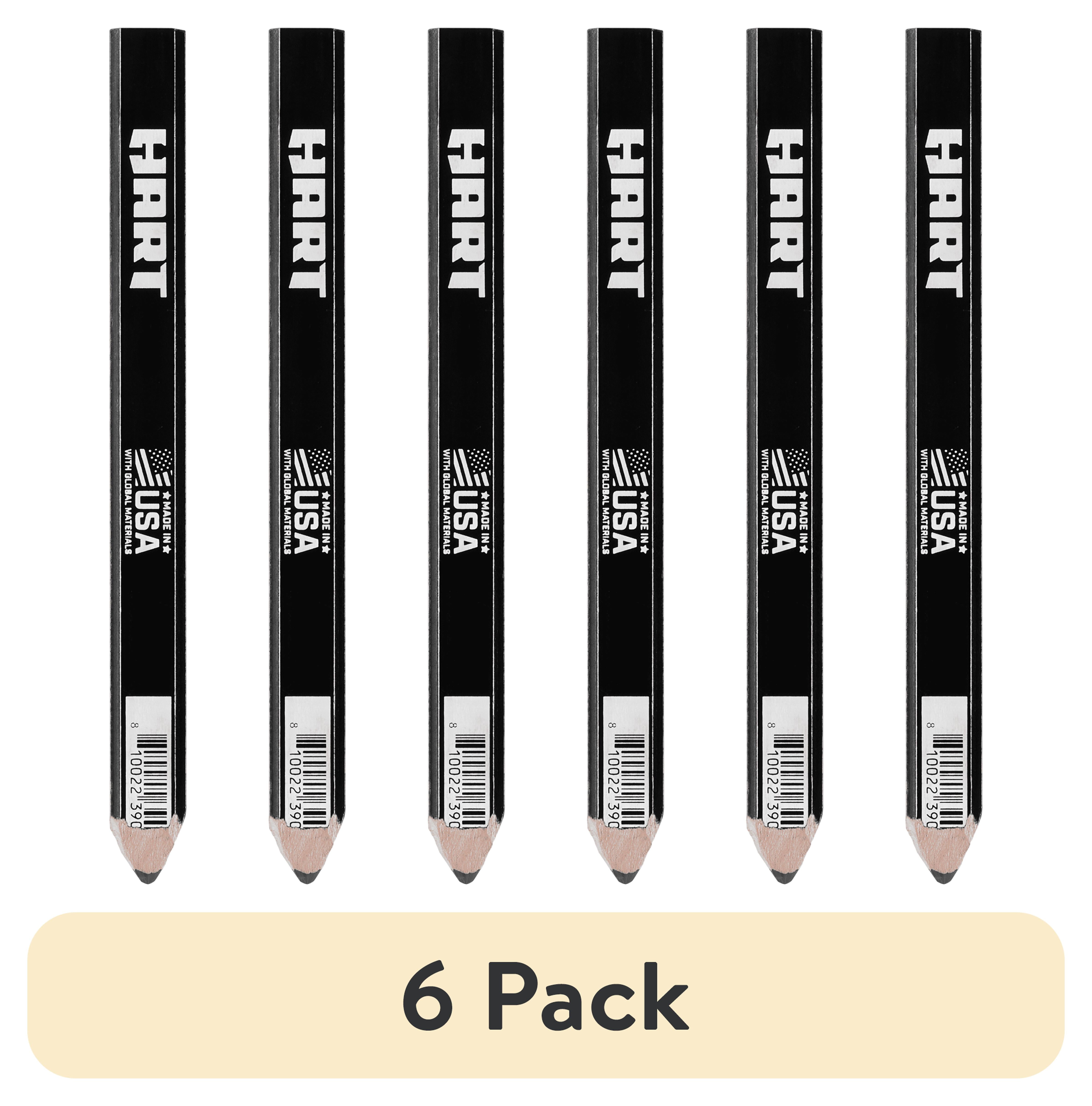 (6 pack) HART Carpenter Marking Pencil, Rectangular, Graphite Core ...