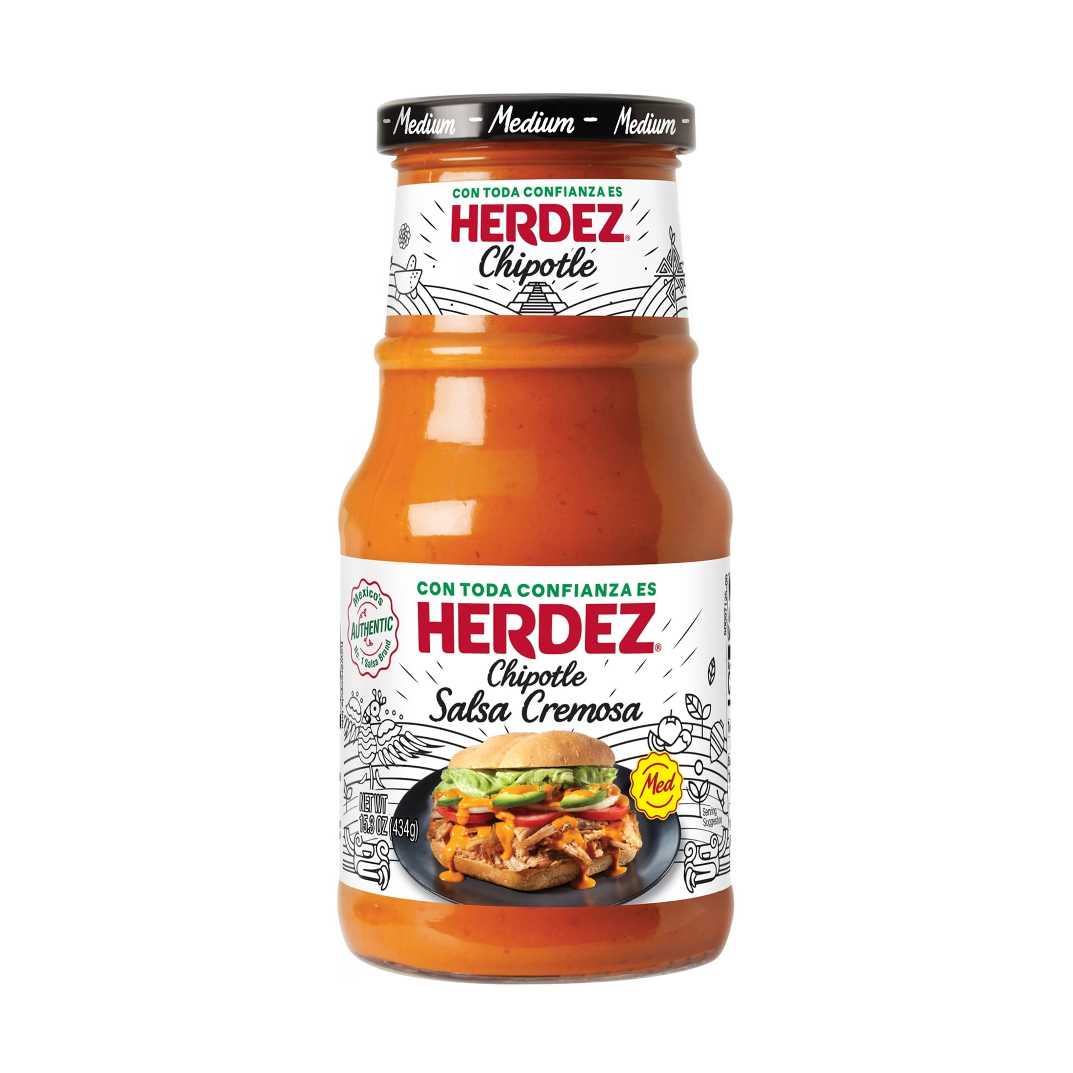 (6 pack) HERDEZ Chipotle Salsa Cremosa Medium, Shelf Stable,15.3 oz ...