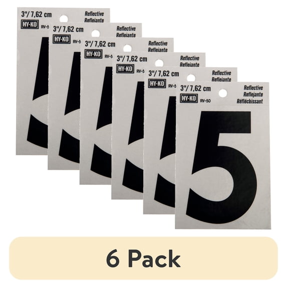 (6 pack) HY-KO 3" Reflective Vinyl Number 5 - Walmart.com