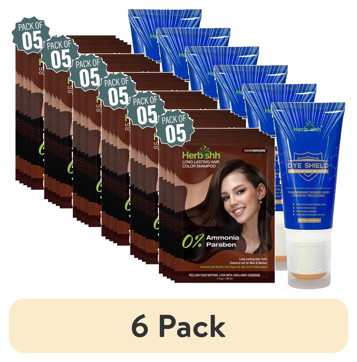 (6 pack) Hair Color Shampoo – Pack of 5 – 3-in-1 Dye, Conditioner ...