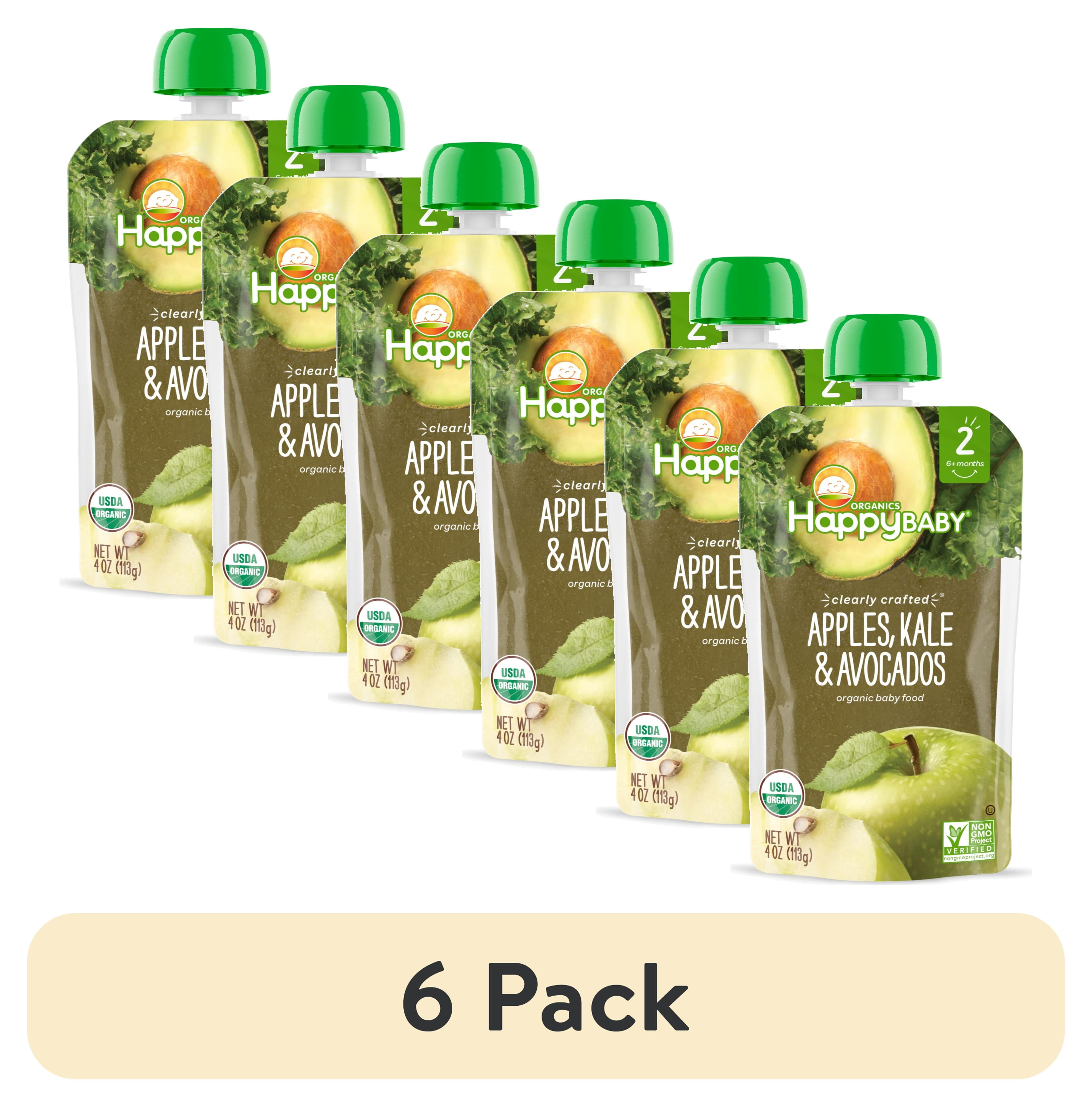 (6 pack) Happy Baby Organics Clearly Crafted, Stage 2 Apple, Kale ...