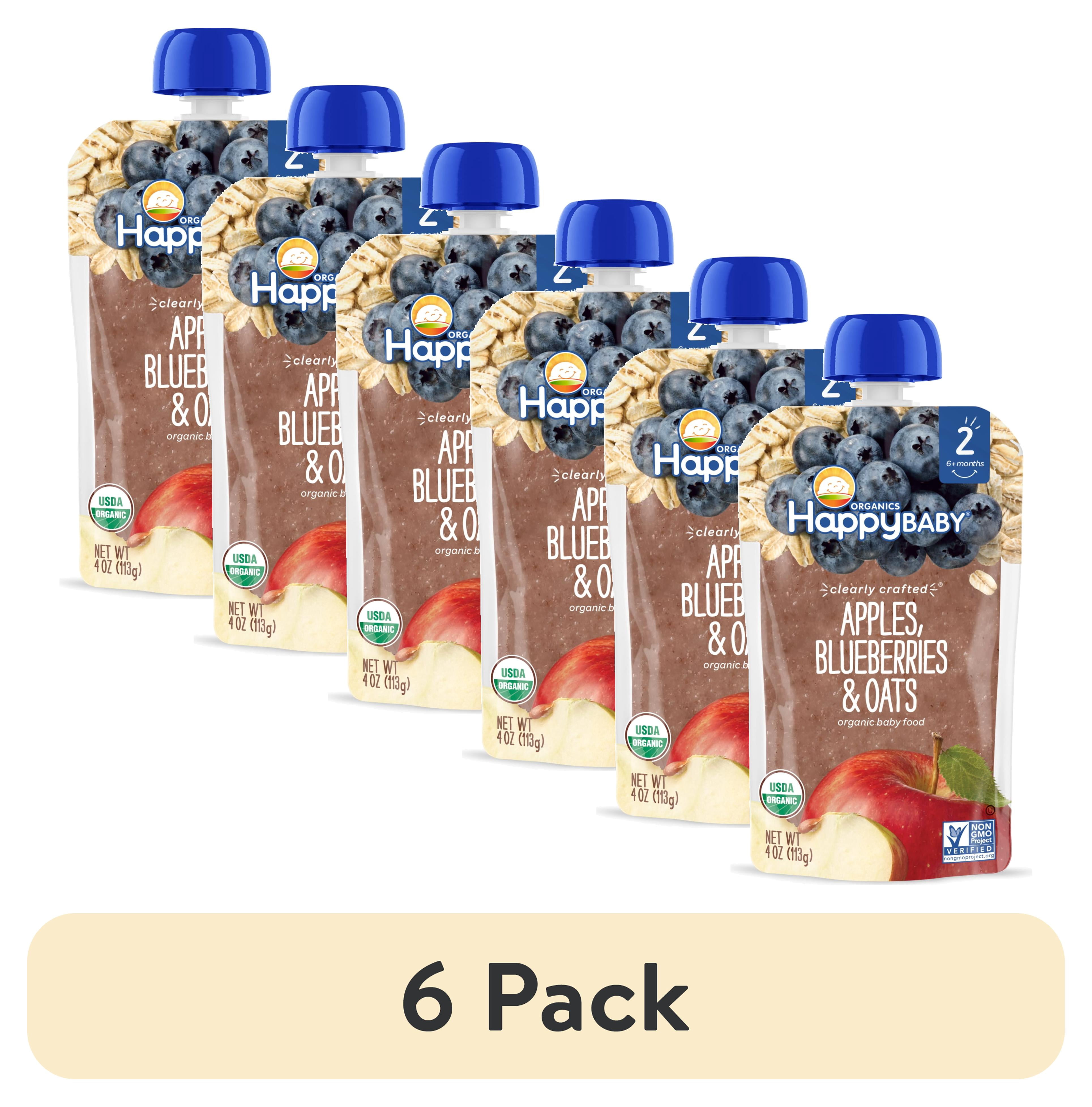 (6 pack) Happy Baby Organics, Stage 2 Organic Baby Food, Apples ...