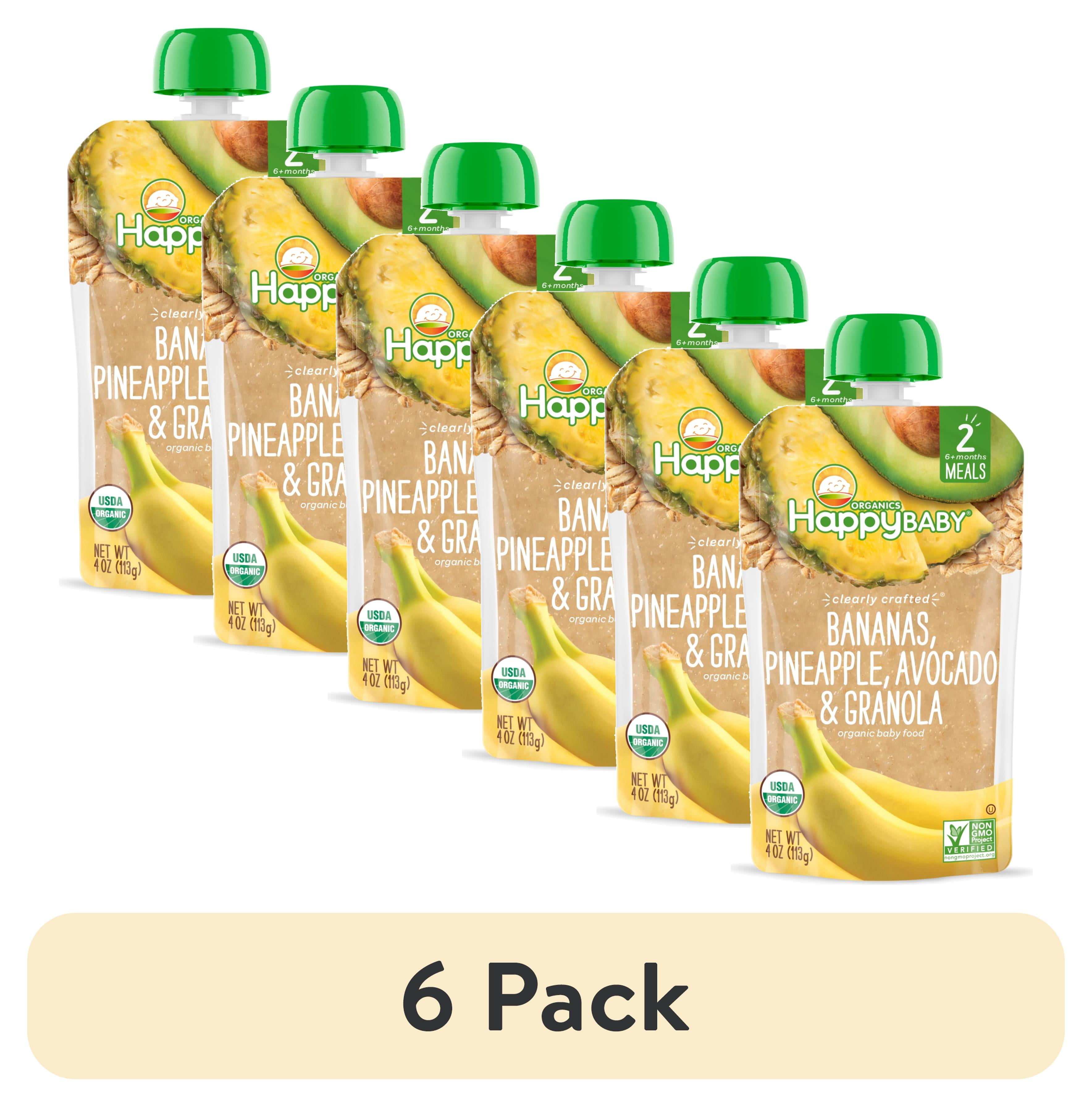 (6 pack) Happy Baby Clearly Crafted, Stage 2 Organic Baby Food, Banana ...