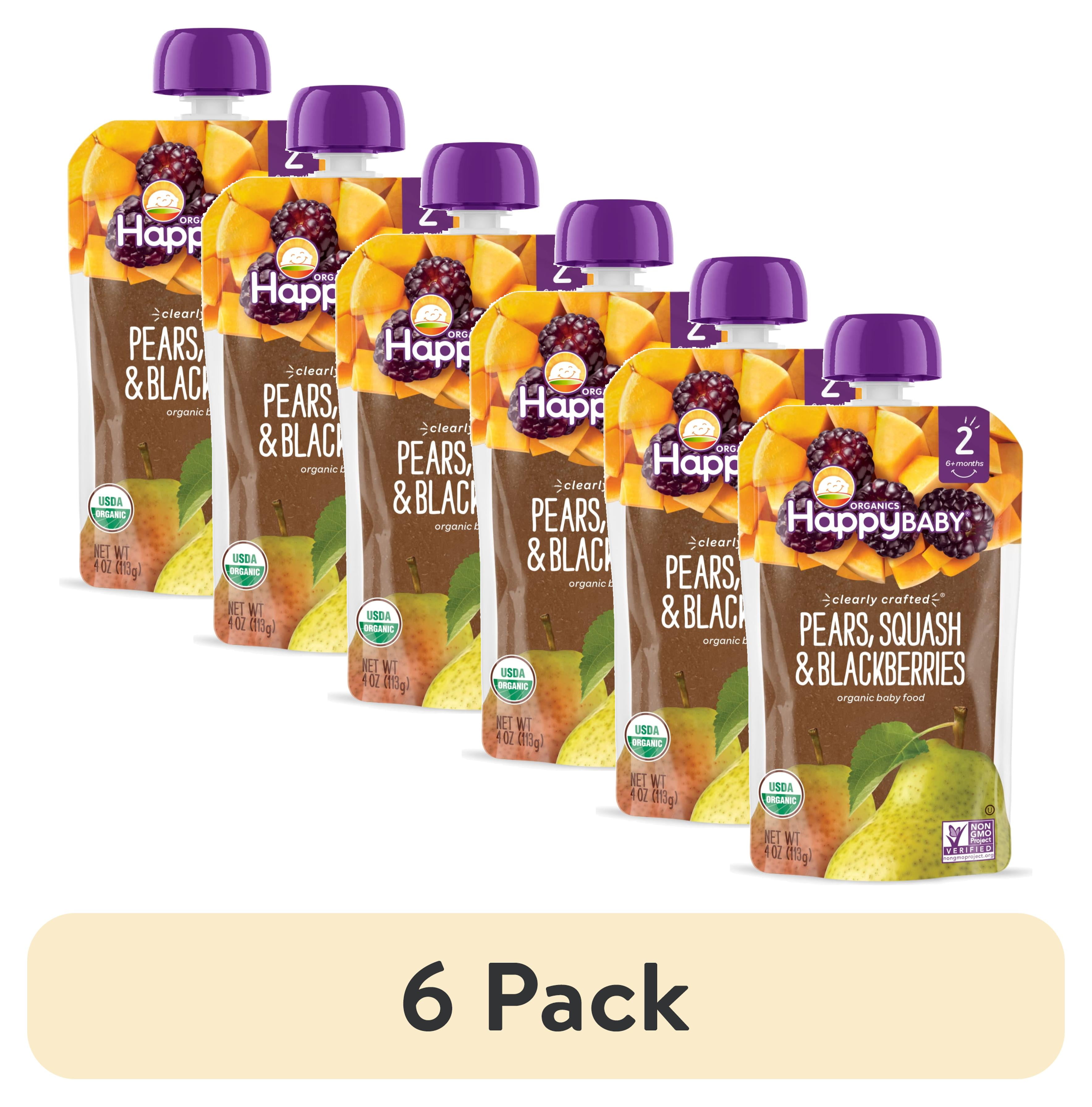 (6 pack) Happy Baby Organics Clearly Crafted, Stage 2 Pears, Squash ...