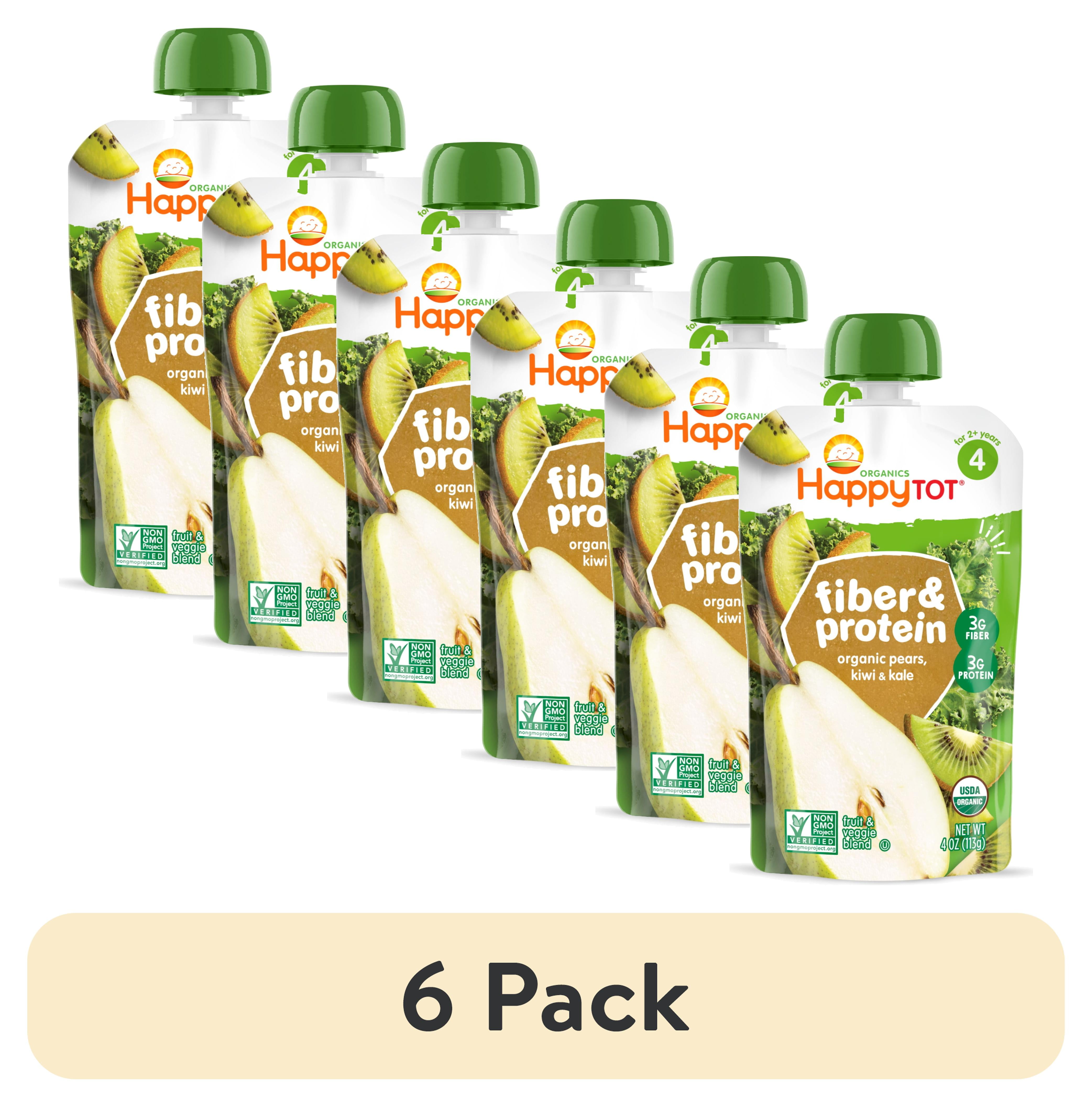 (6 pack) Happy Tot Organics Fiber & Protein Stage 4, Pears Kiwi & Kale ...
