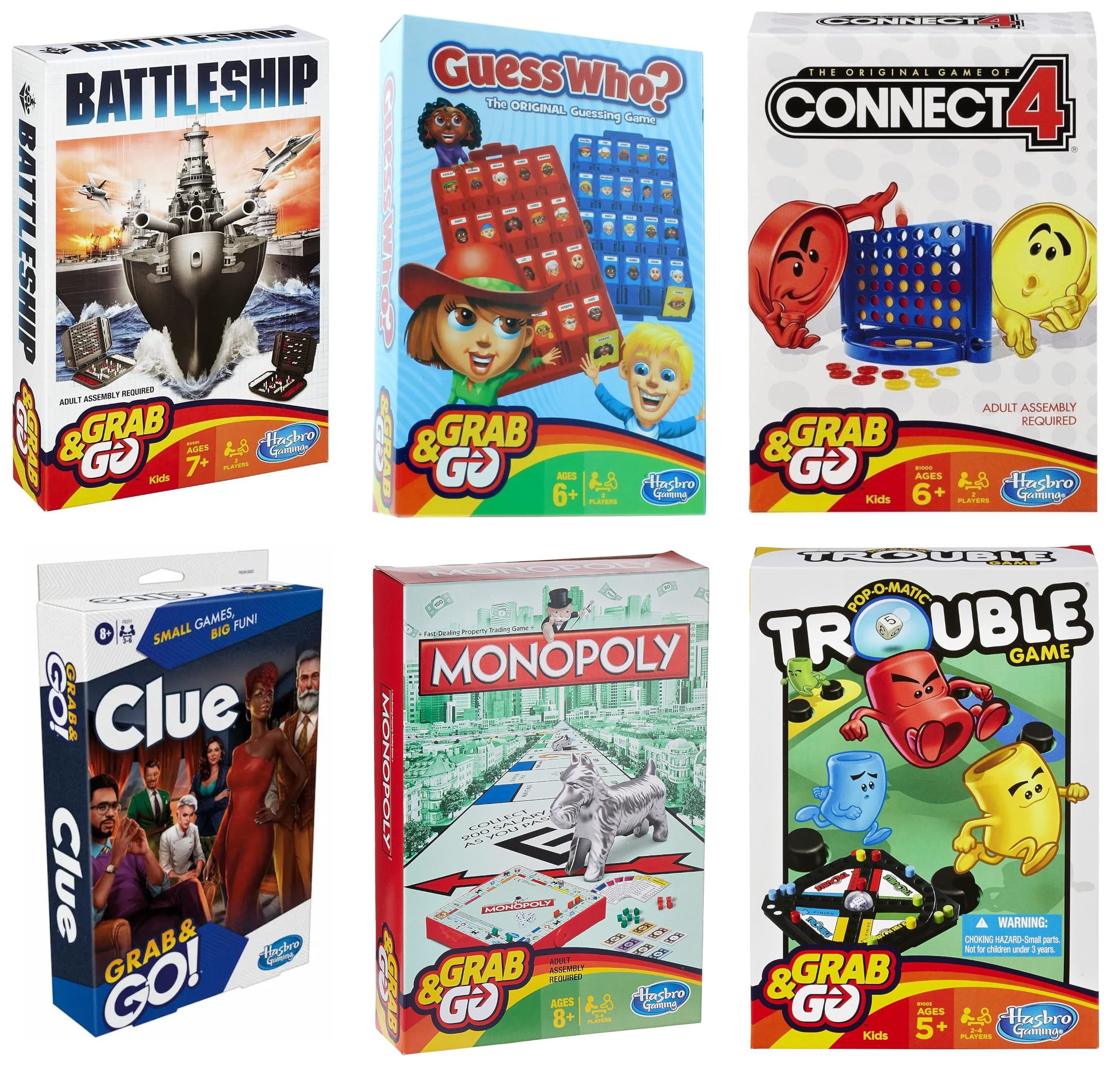 6-pack Hasbro Grab and Go Games - Battleship, Connect 4, Guess Who ...