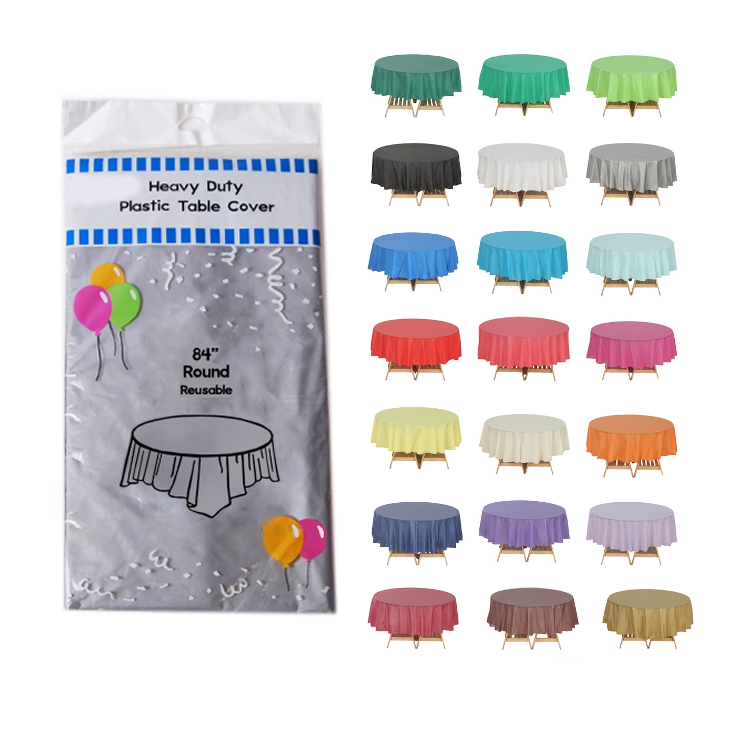 (6-pack) Heavy Duty Plastic Table Covers Tablecloth (Reusable) (Round ...