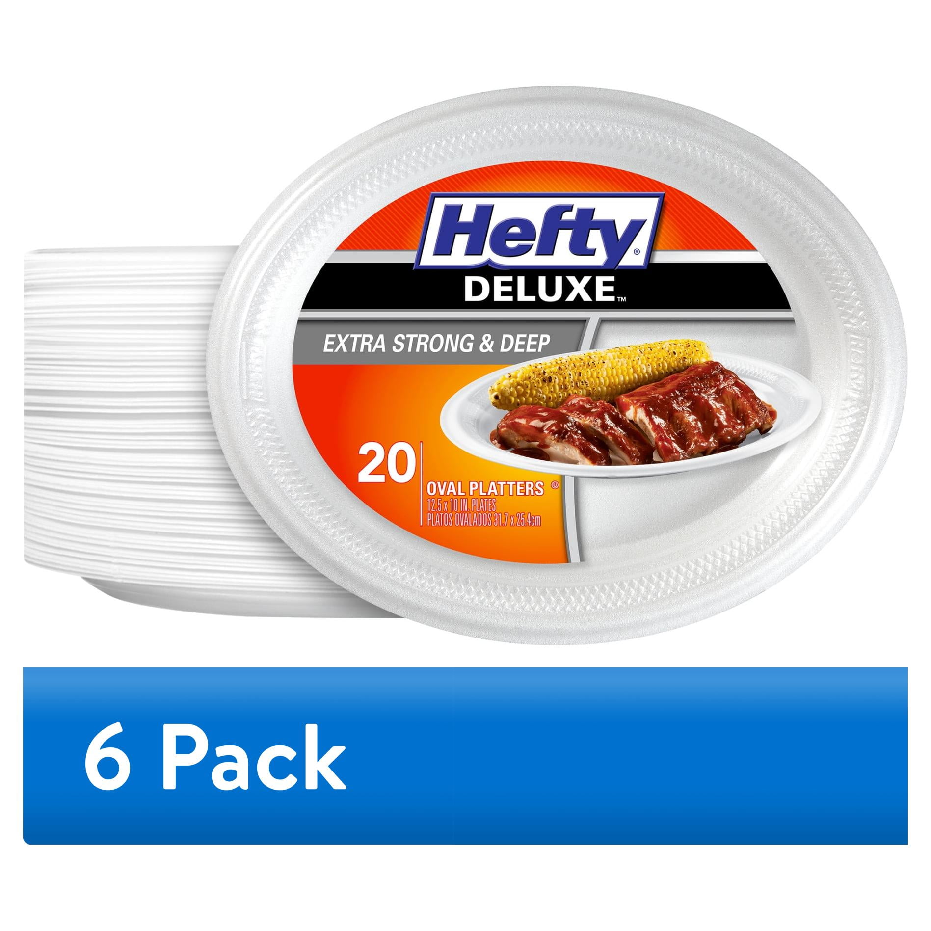 (6 pack) Hefty Deluxe Extra Strong & Deep Foam Platters, Oval, White ...