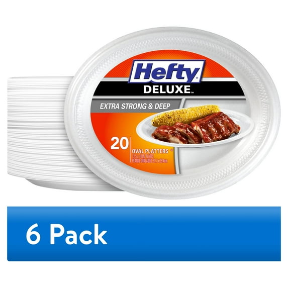 (6 pack) Hefty Deluxe Extra Strong & Deep Foam Platters, Oval, White ...