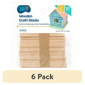 Hello Hobby Wooden Craft Sticks 50 Pack 4.5 Inch Long for Creative ...