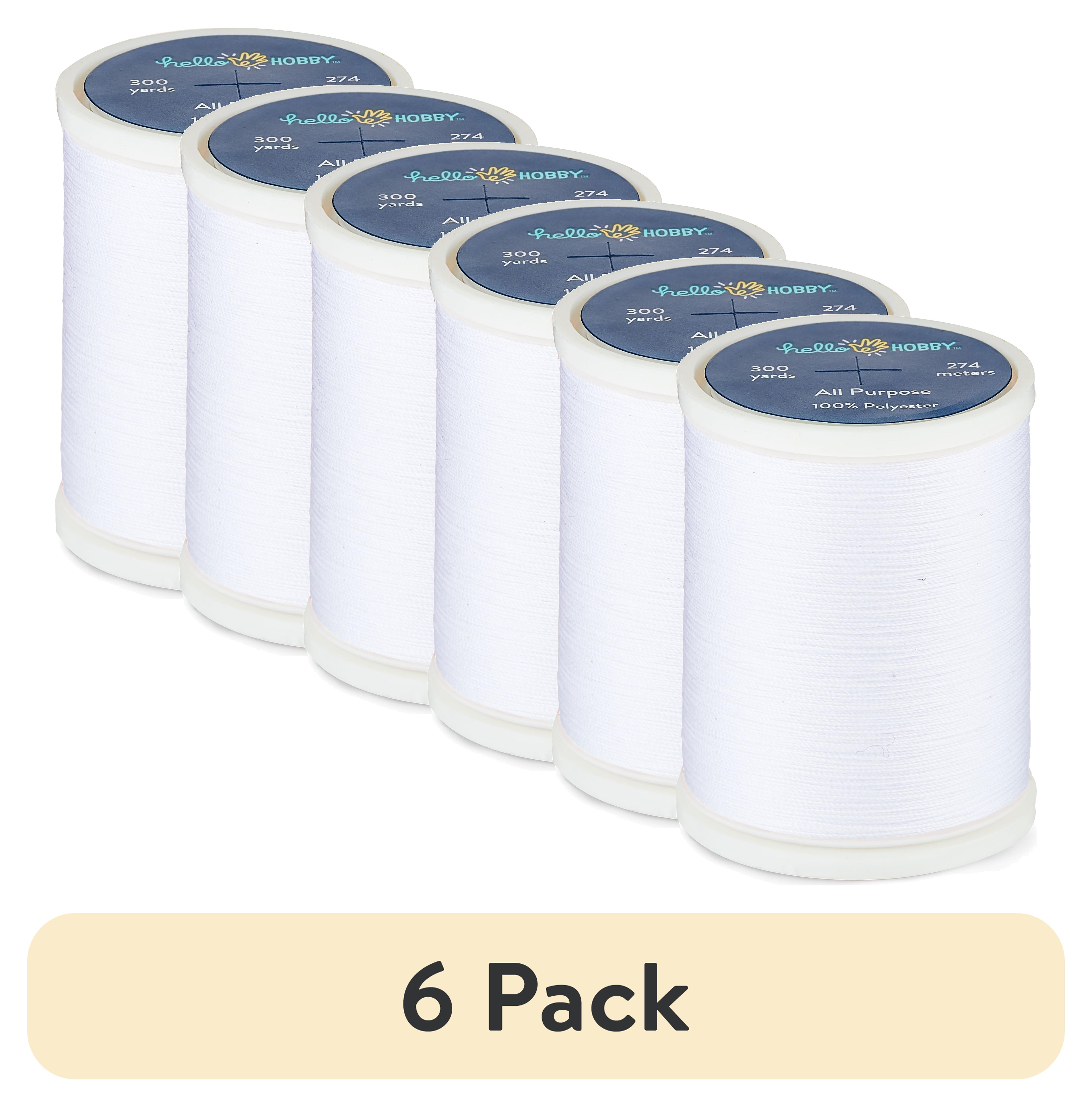 (6 pack) Hello Hobby White 100 All Purpose Thread 100% Polyester, 300 Yards - Walmart.com
