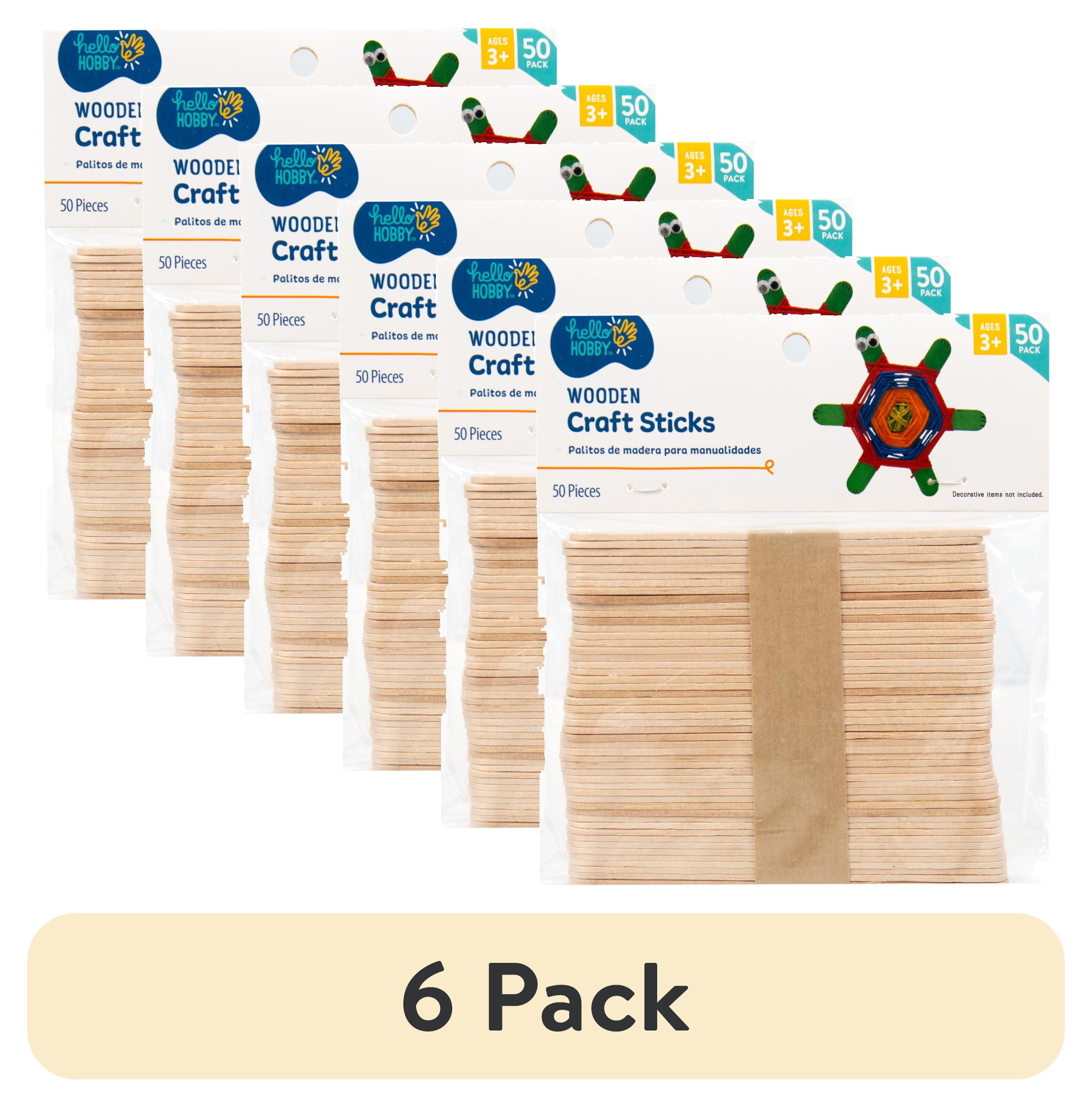 (6 pack) Hello Hobby Wood Craft Sticks, 50-Pack - Walmart.com