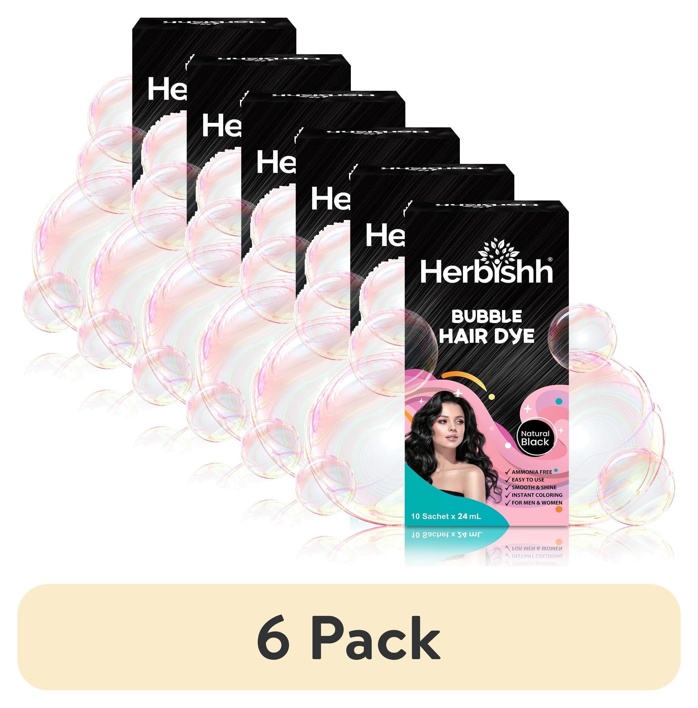 (6 pack) Herbishh 3-in-1 Bubble Foam Hair Dye Shampoo, Black, 10 ...