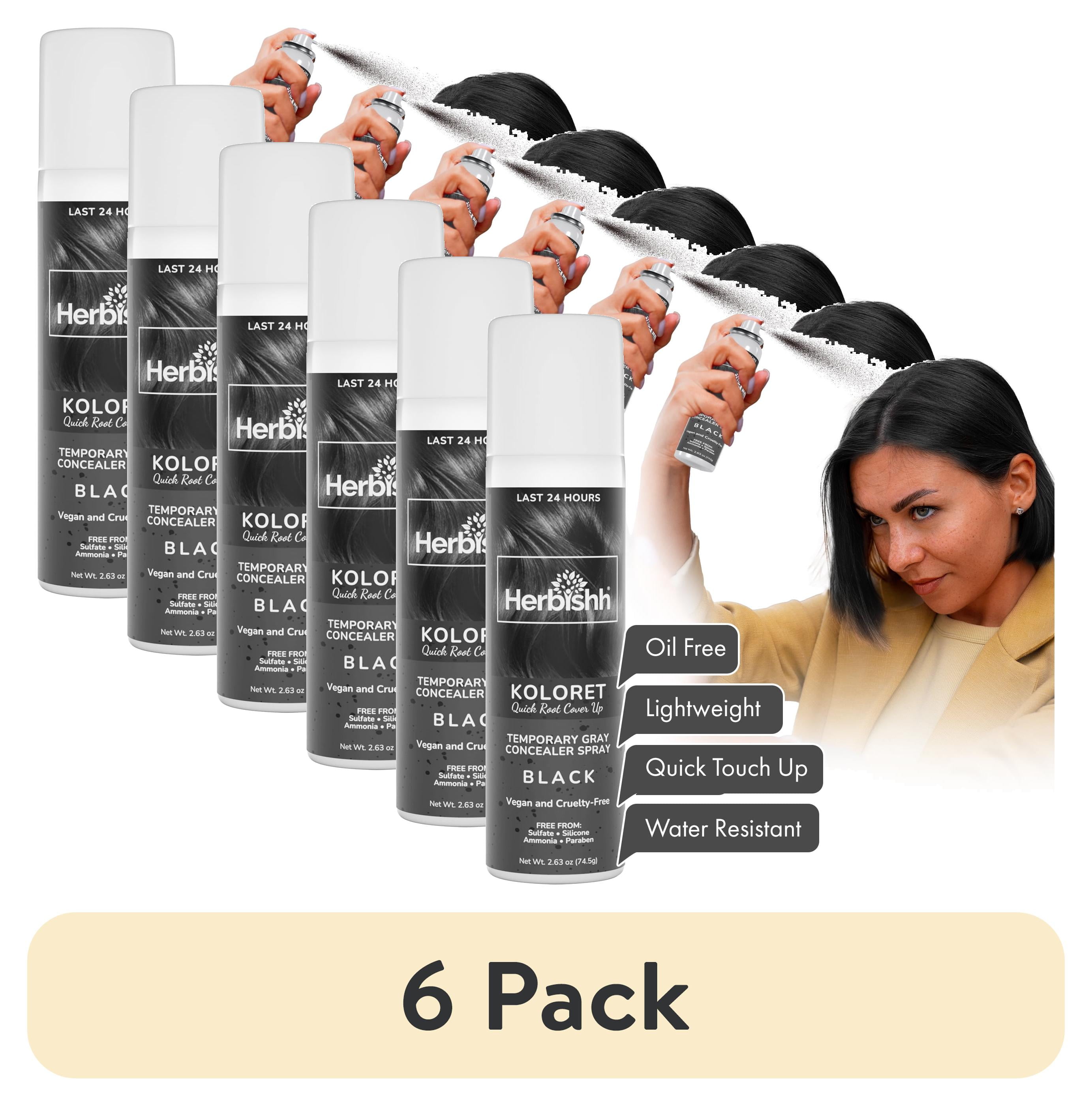 (6 pack) Herbishh Koloret Quick Root Touch Up Hair Color Spray Black ...