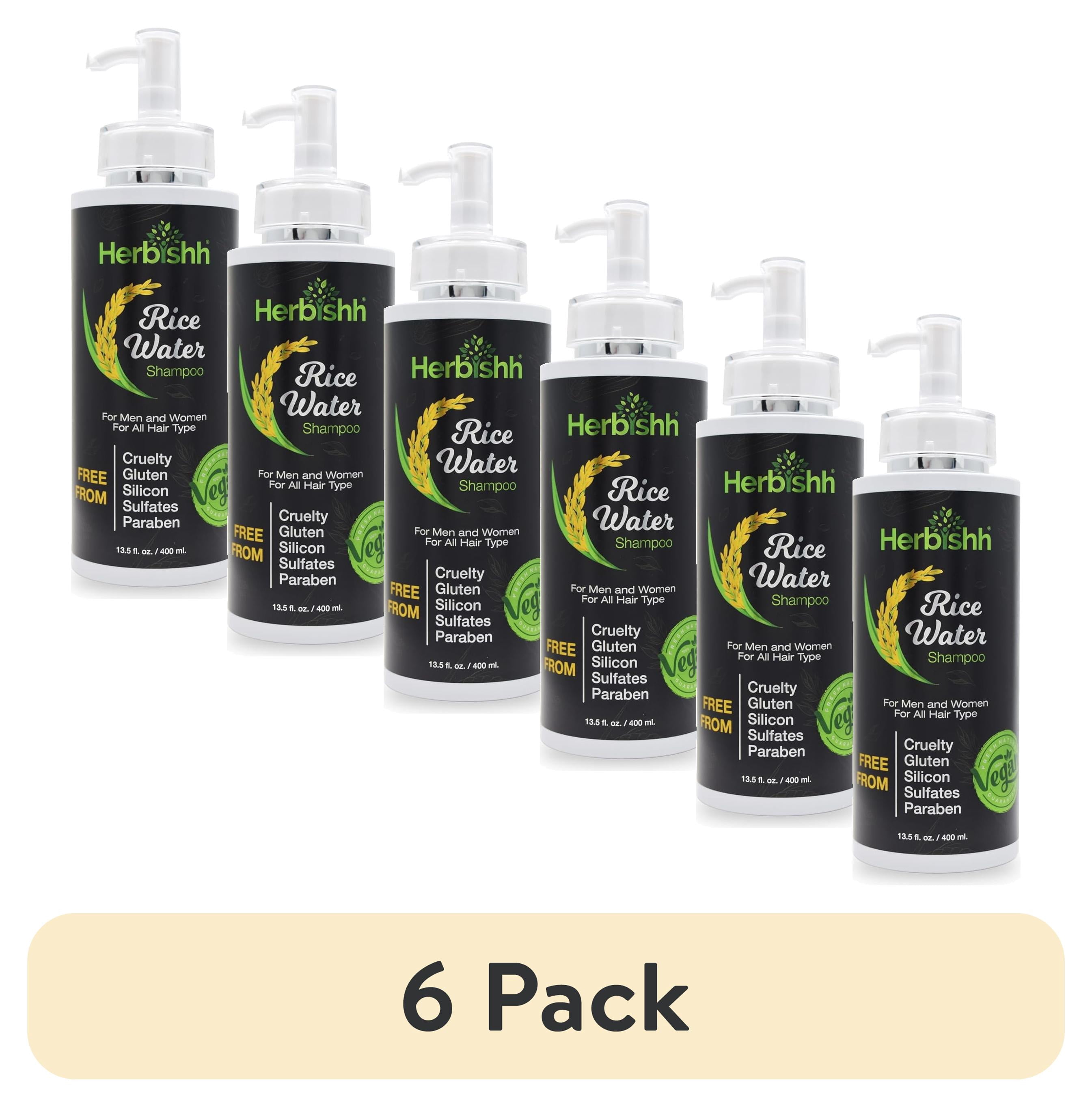 (6 pack) Herbishh Rice water Shampoo with Argan & Castor oil, Healthy ...
