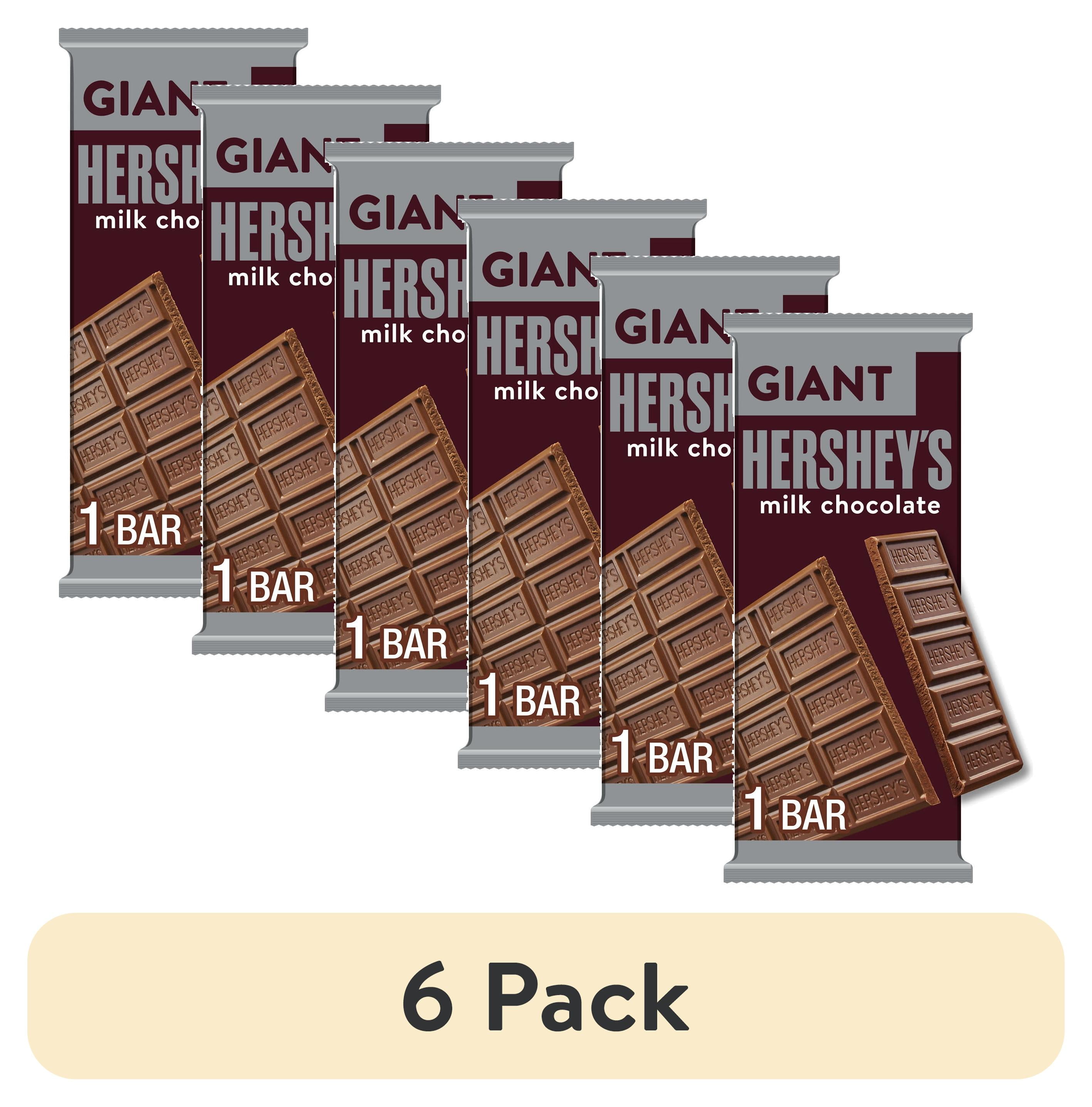 (6 pack) Hershey's Milk Chocolate Giant Candy, Bar 7.56 oz, 25 Pieces ...