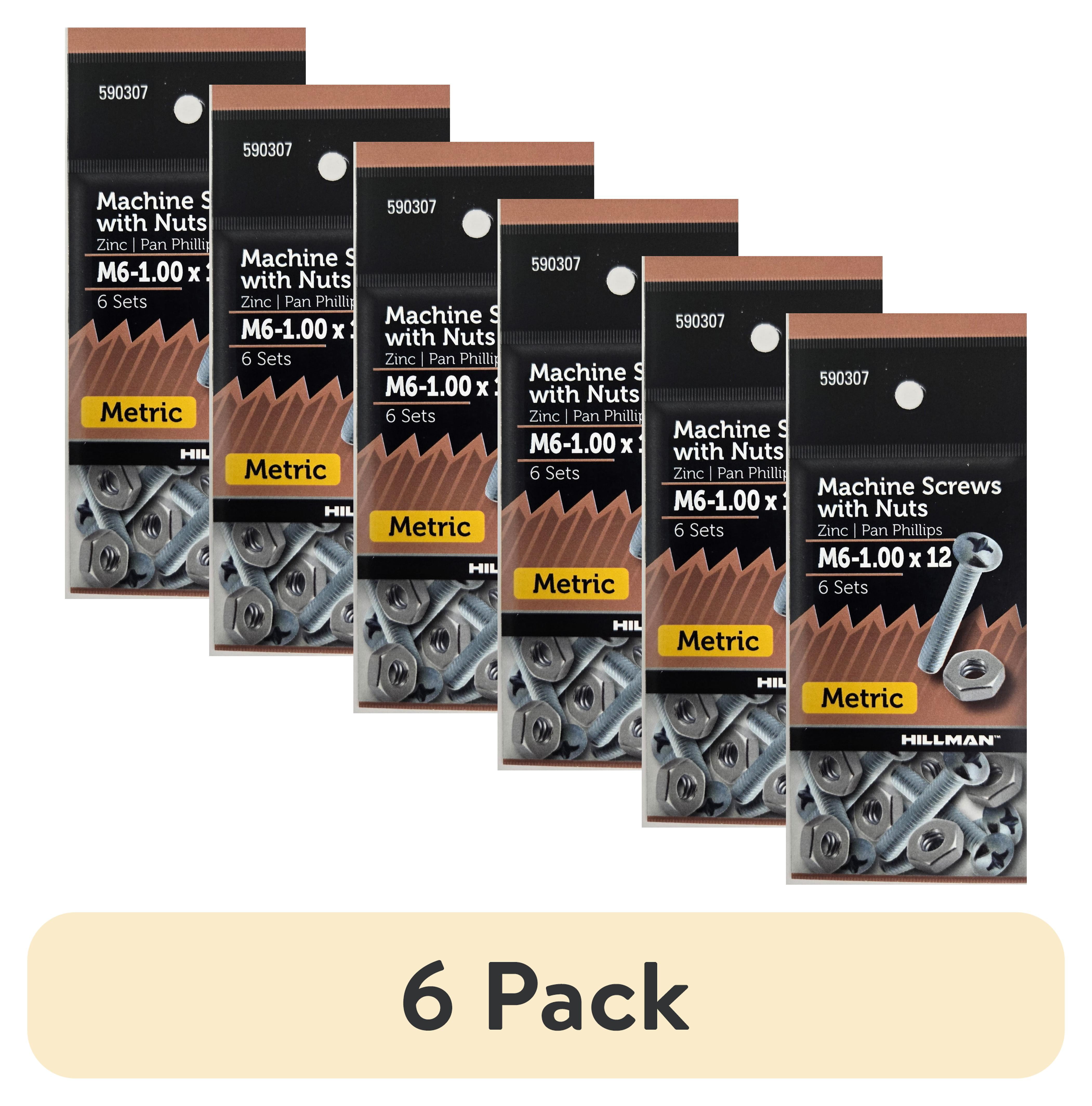 (6 pack) Hillman Pan Head Phillips Machine Screw M6-1.00 X 12, Steel ...
