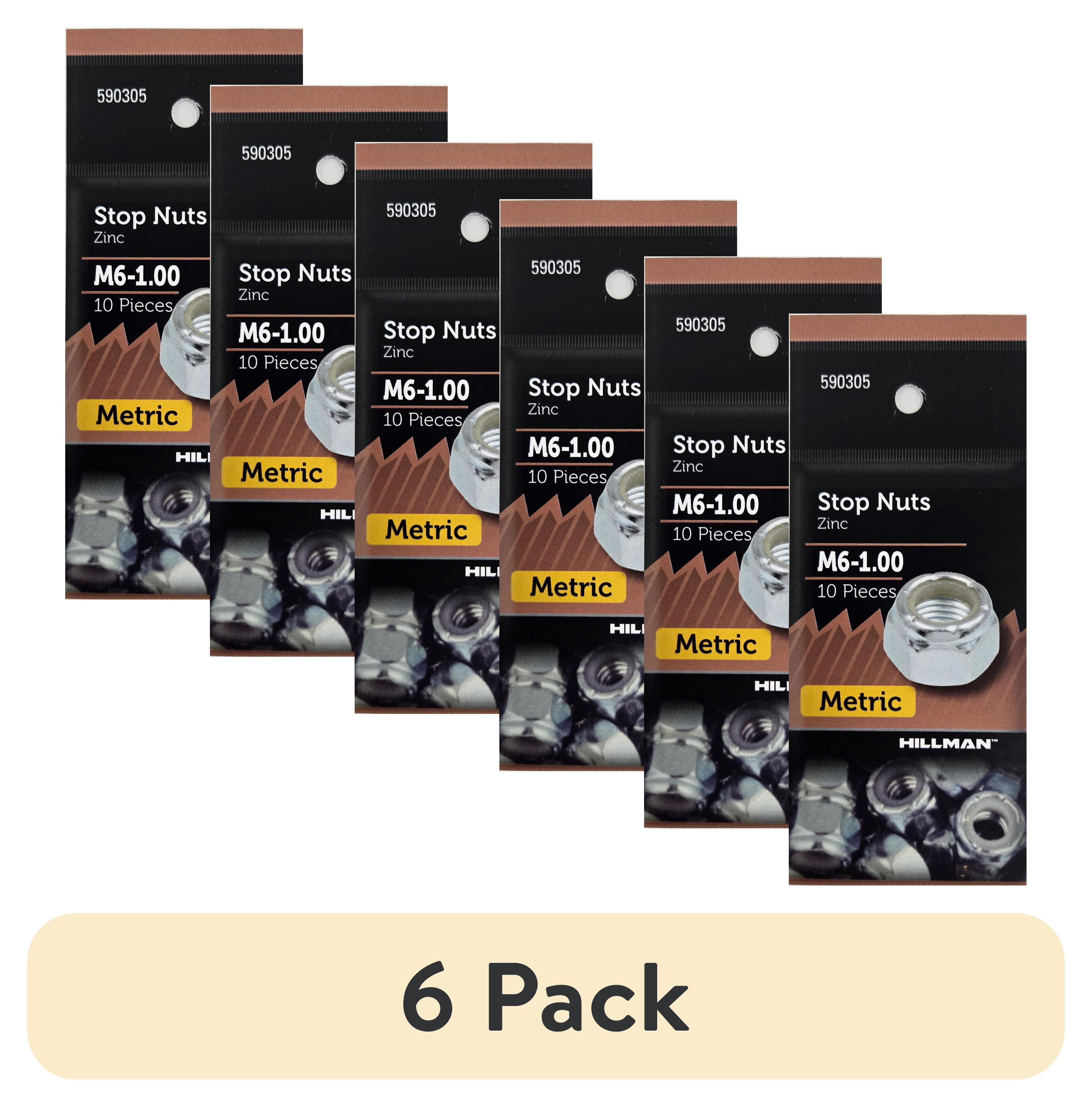 (6 pack) Hillman Stop Nuts, Lock Nuts, M6X1.00, Zinc Plated, 10 Pieces ...