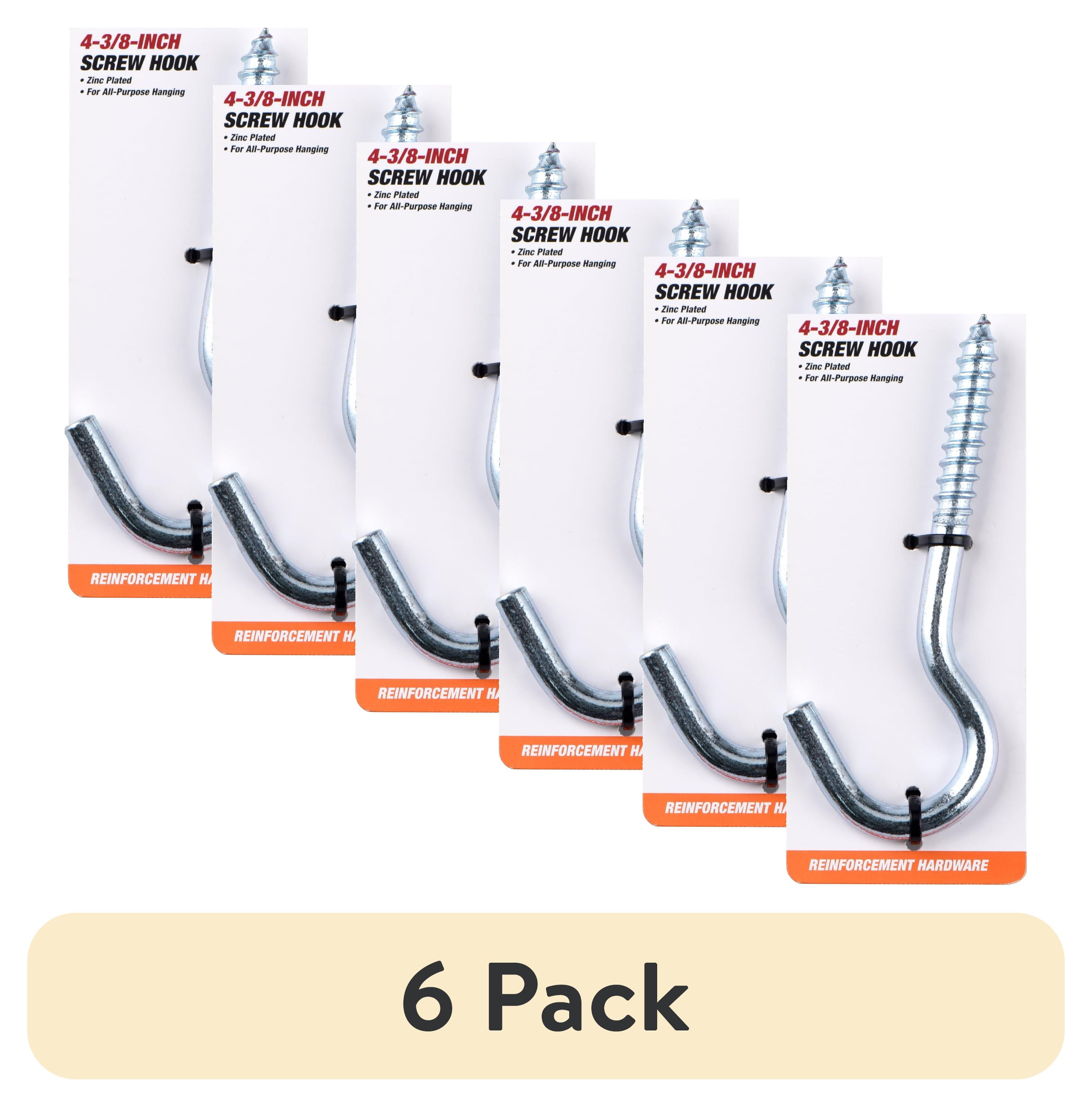 (6 pack) Hyper Tough 4-3/8 in. New Screw Hook, Zinc Plated - Walmart.com