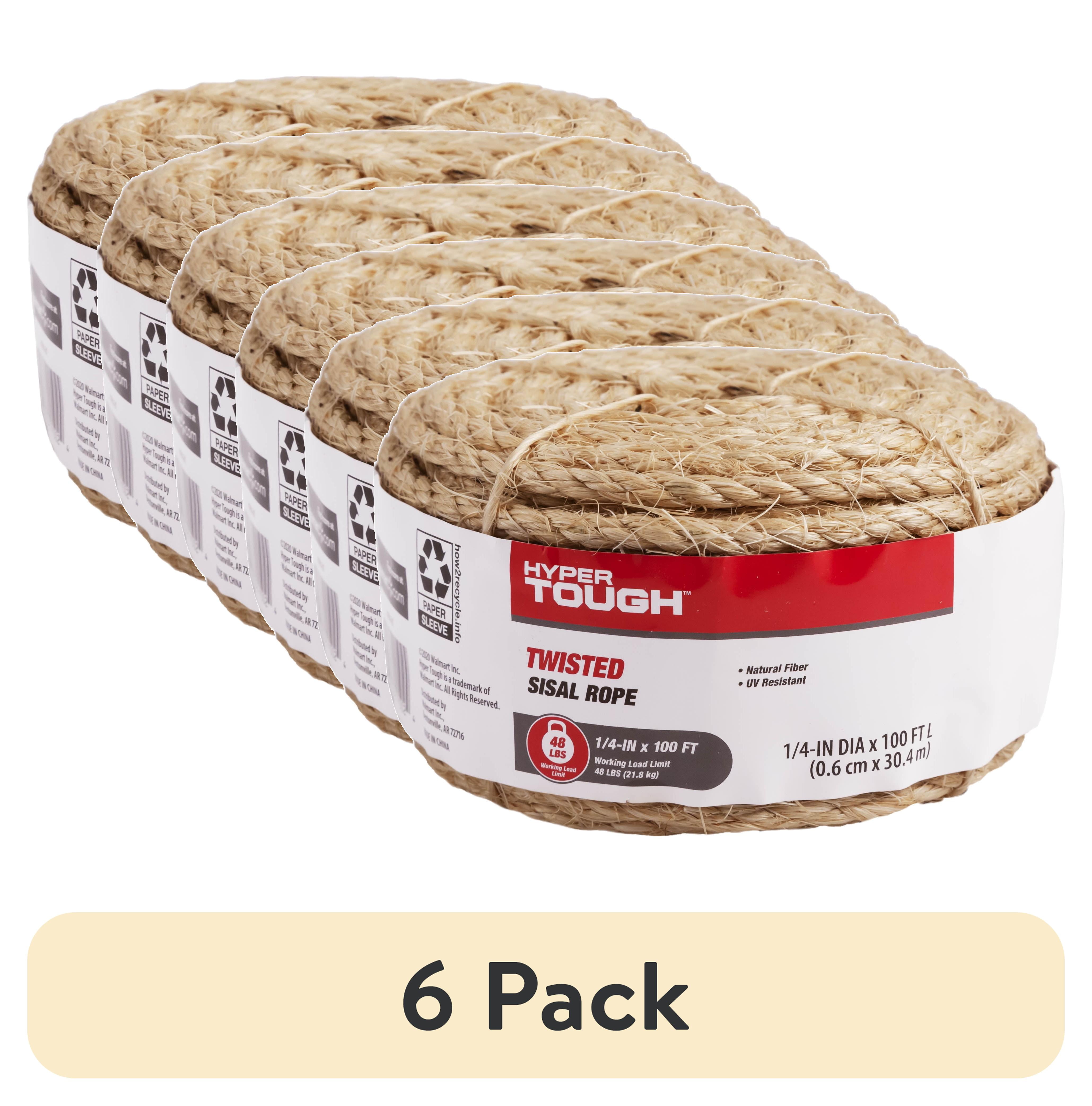 (6 pack) Hyper Tough Item# 8010L-HT, Sisal Twisted Rope, Natural Color ...