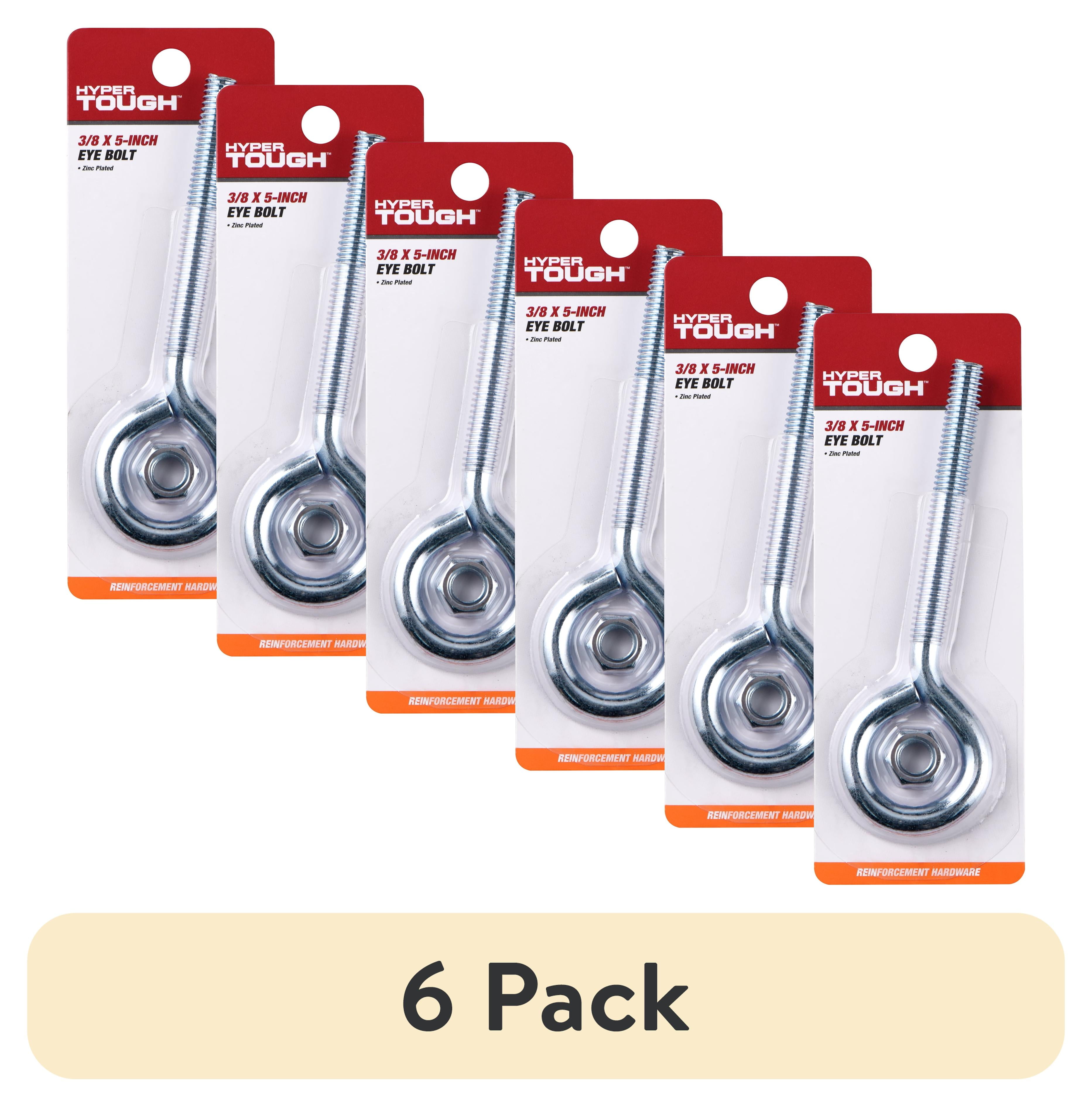 (6 pack) Hyper Tough New 3/8 inch x 5 inch Eye Bolt, Steel, Zinc Plated ...