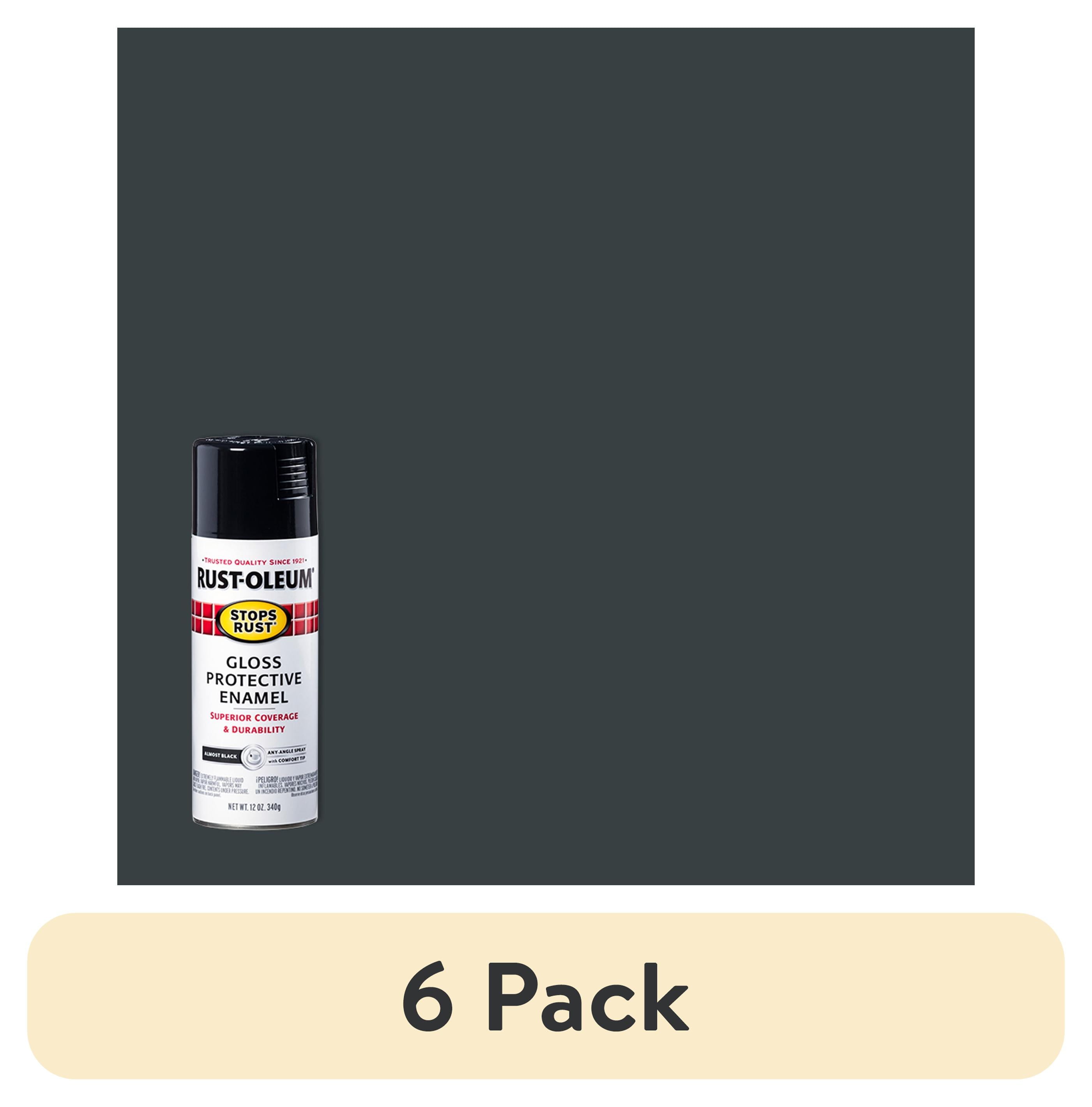 (6 pack) Ink Black, Rust-Oleum Stops Rust Gloss Protective Enamel Spray ...