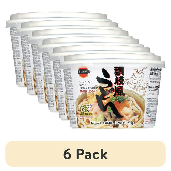 (6 pack) J-Basket Japanese Style Noodle Soup Microwavable Fresh Udon, 8 ...