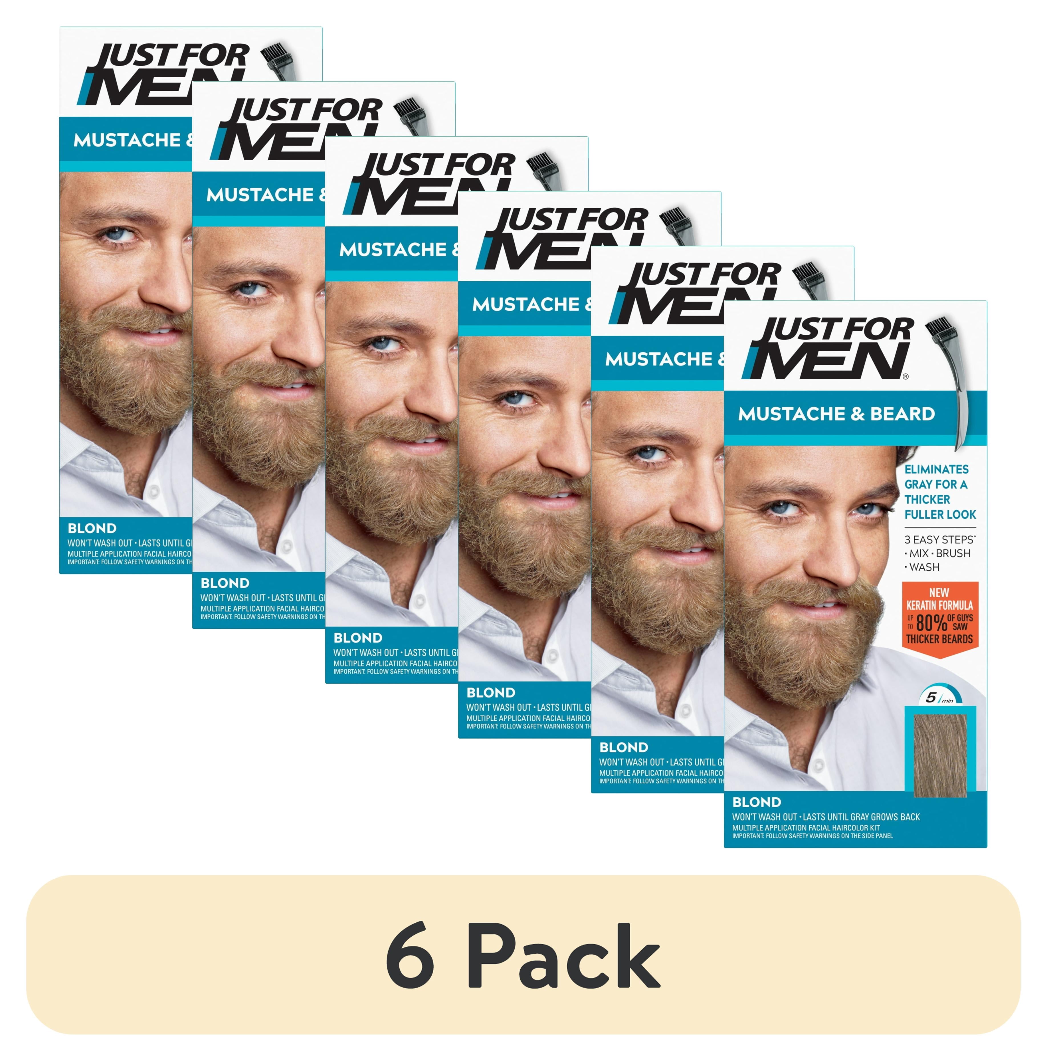 (6 pack) JUST FOR MEN Mustache & Beard Brush-In Color Gel, Blond M-10/ ...