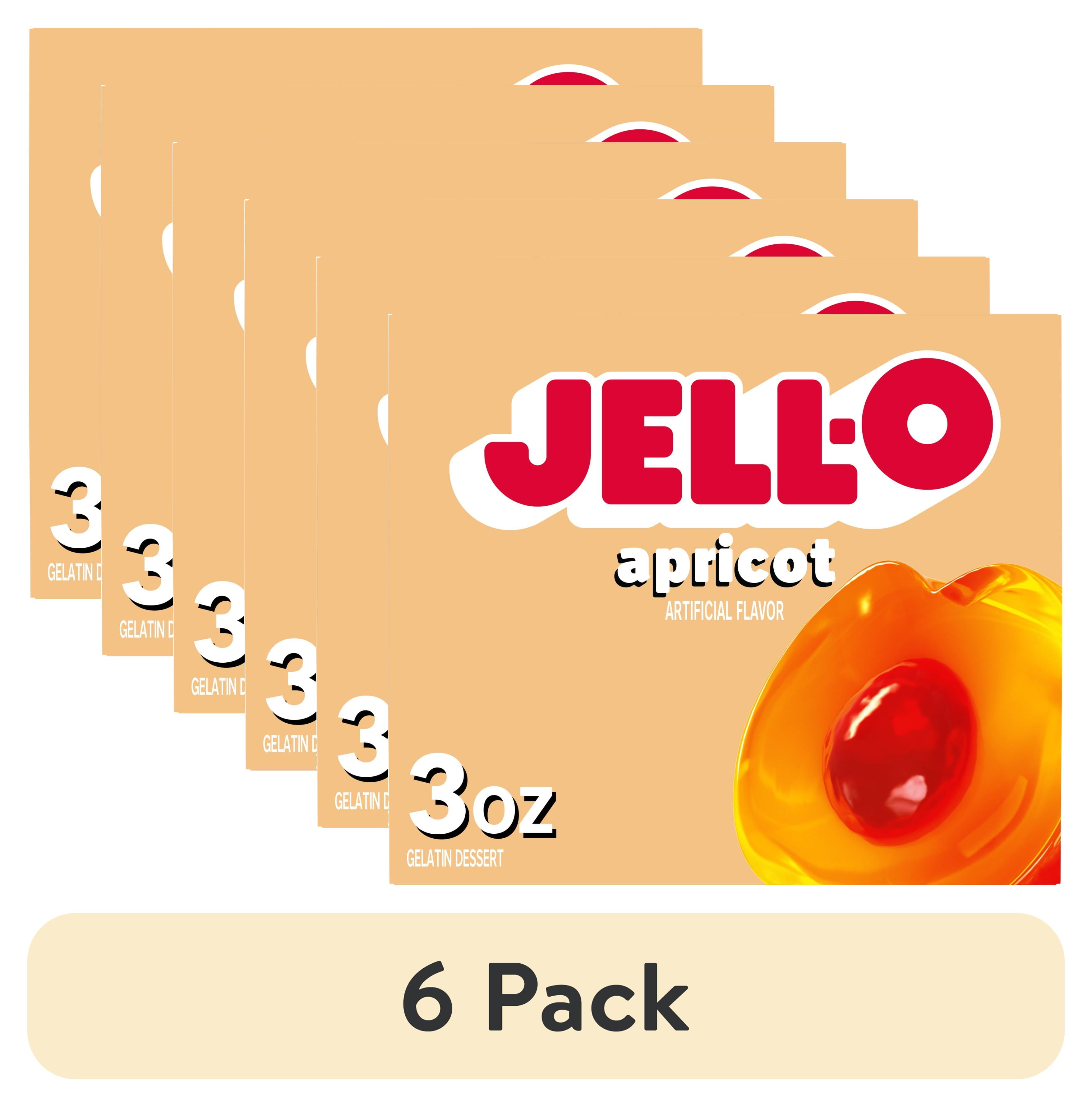 (6 pack) Jell-O Apricot Artificially Flavored Gelatin Dessert Mix, 3 oz ...