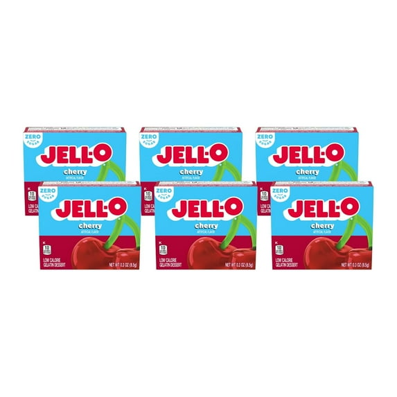 (6 pack) Jell-O Black Cherry Artificially Flavored Zero Sugar Low ...