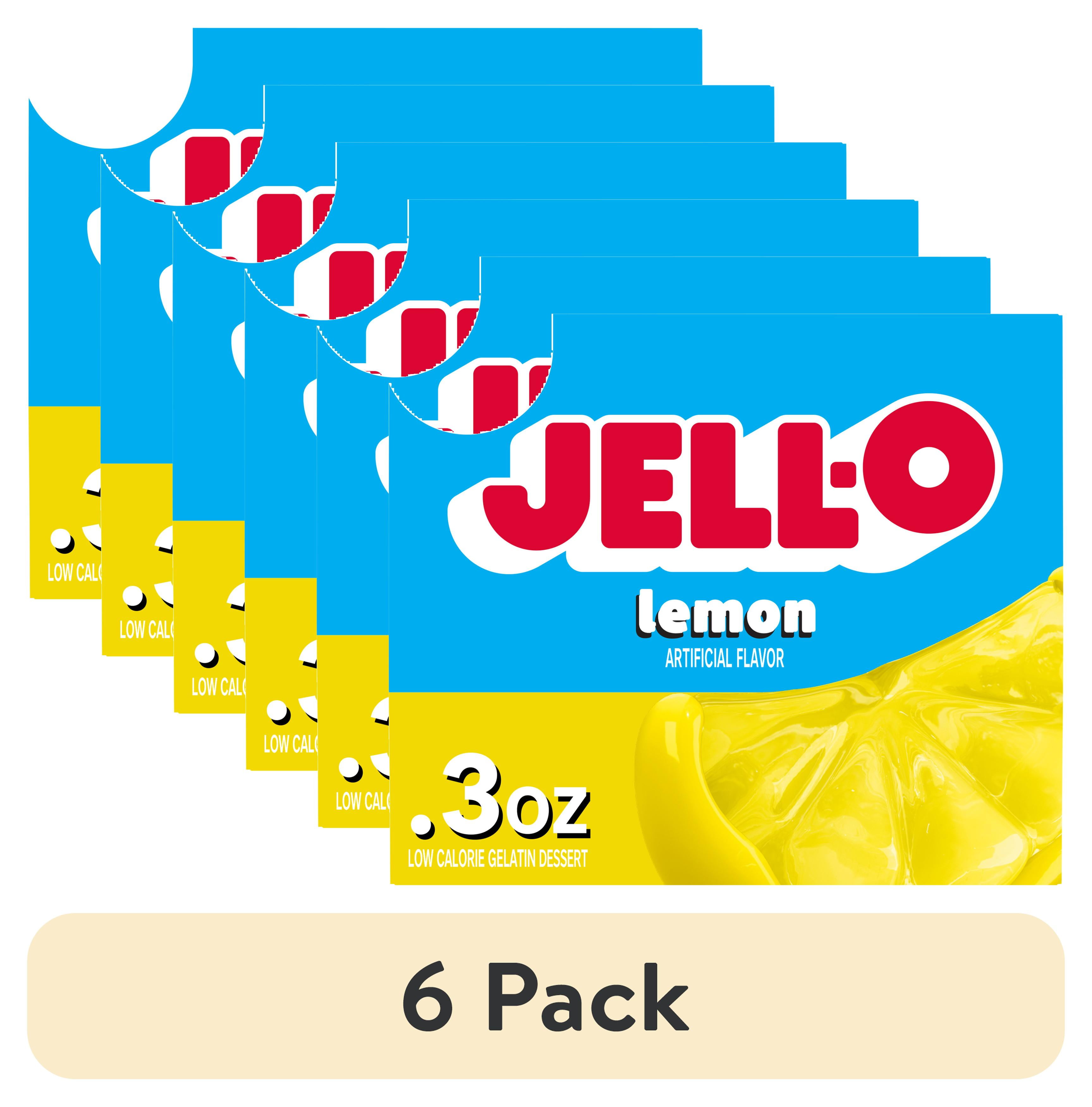 (6 pack) Jell-O Lemon Zero Sugar Gelatin Dessert Mix, 0.3 oz Box ...