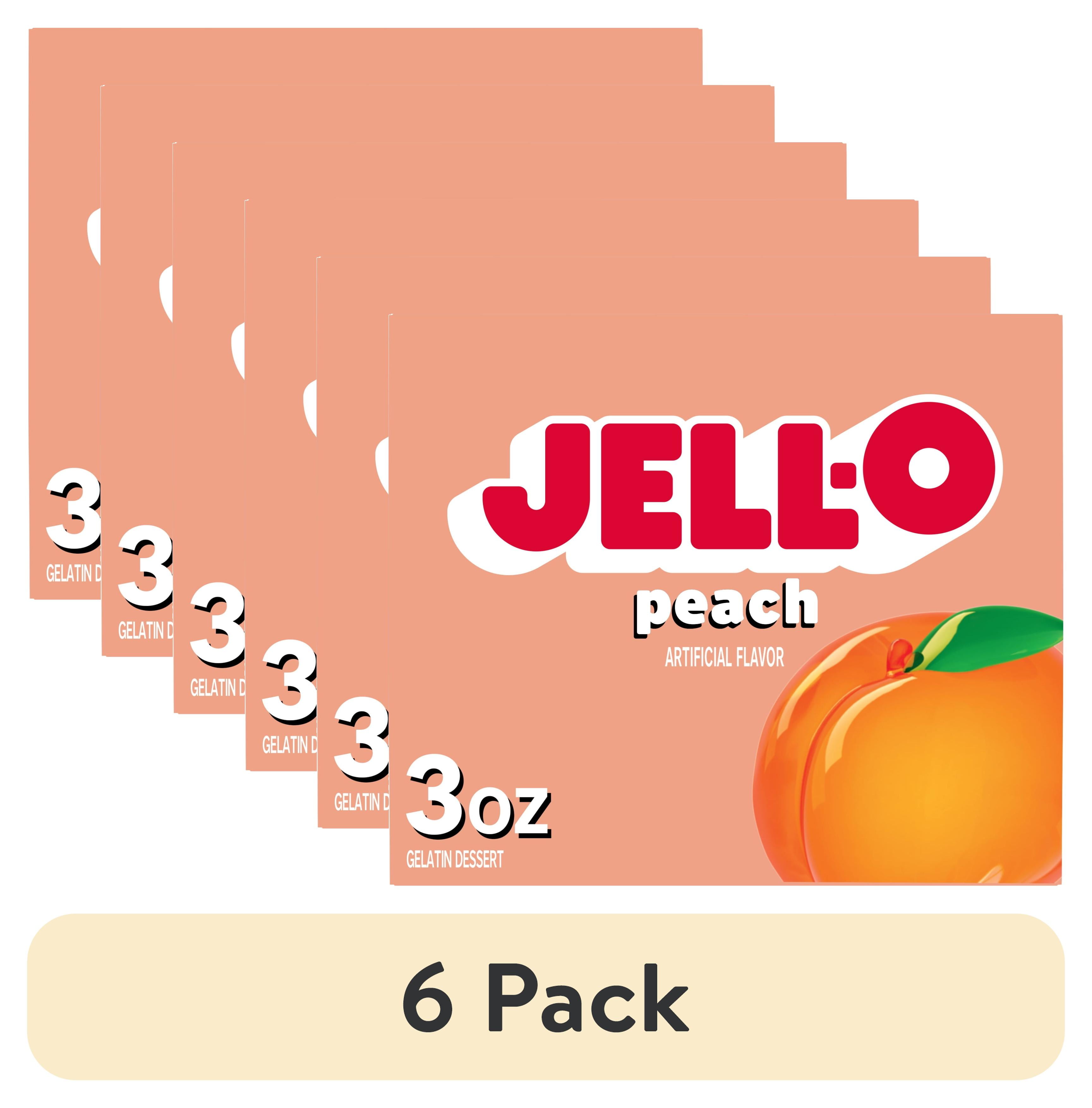 (6 pack) Jell-O Peach Artificially Flavored Gelatin Dessert Mix, 3 oz ...
