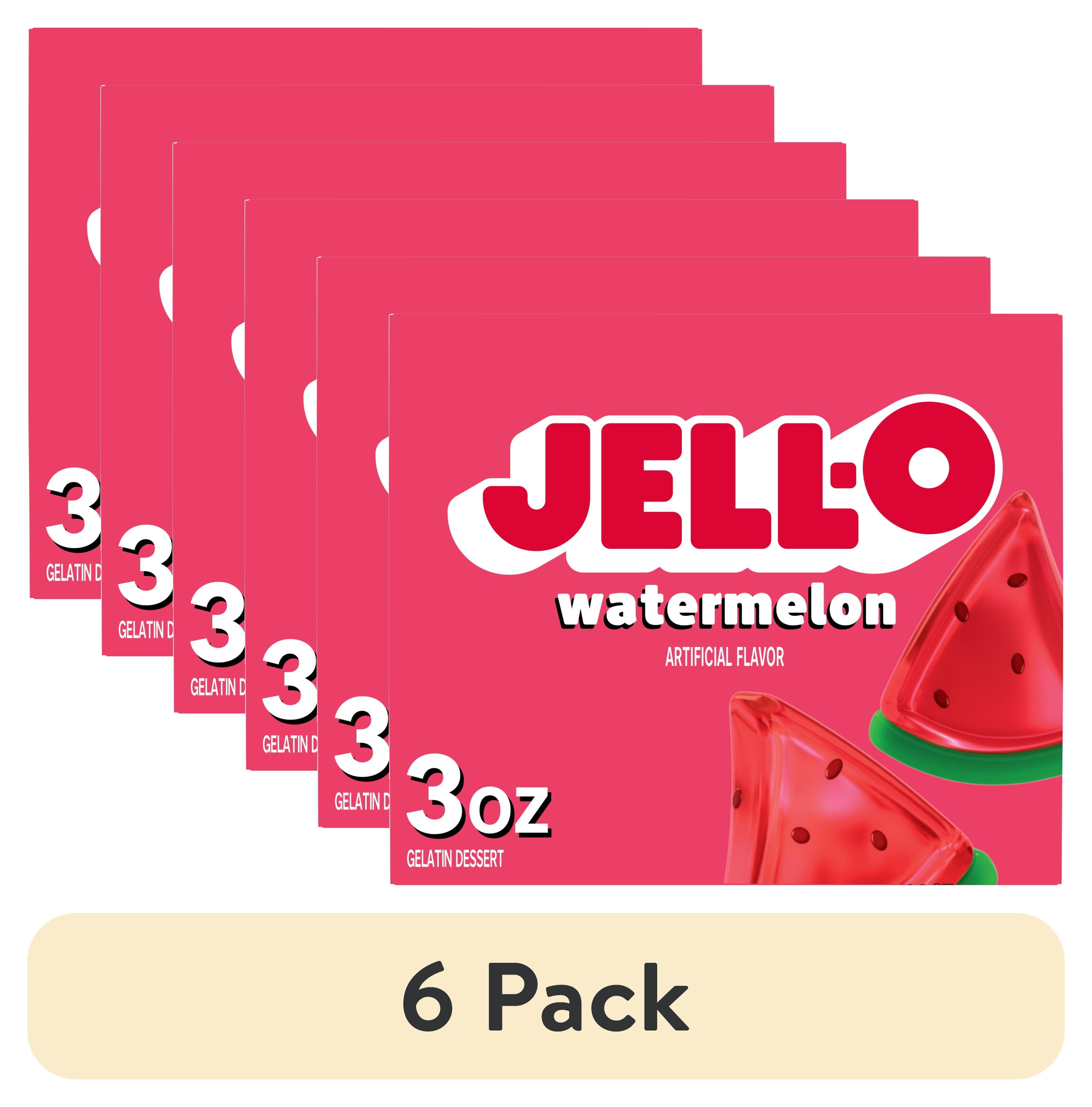 (6 pack) Jell-O Watermelon Artificially Flavored Gelatin Dessert Mix, 3 ...