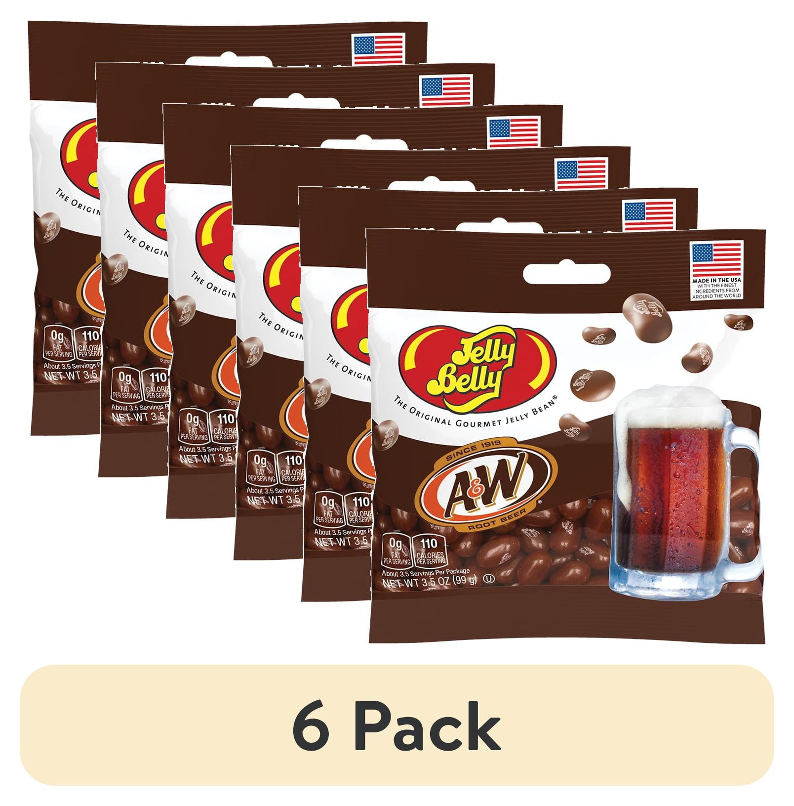 (6 pack) Jelly Belly A&W Root Beer Jelly Beans - 3.5 oz Grab & Go® Bags ...